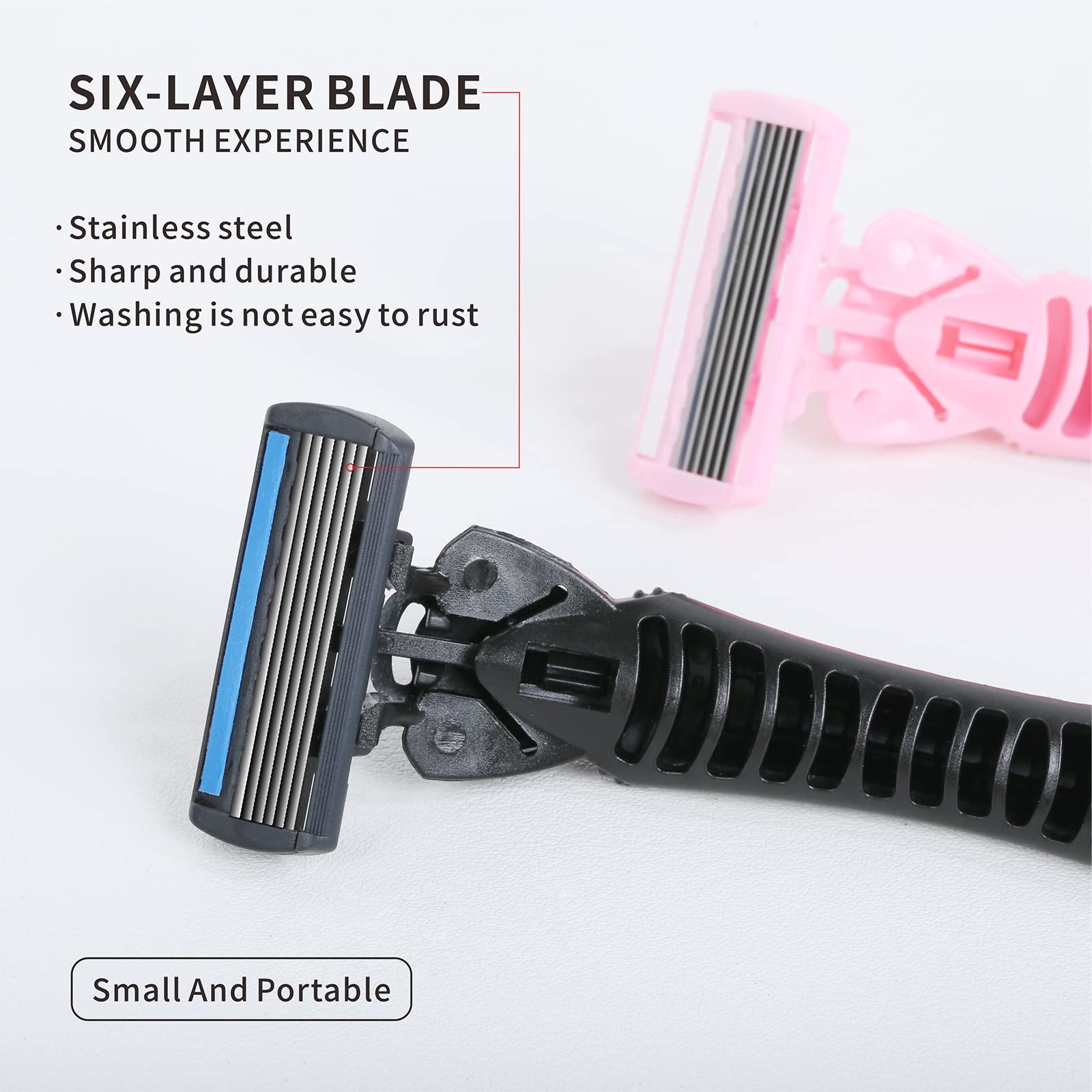 PRIVILLA 2 Pack Shaving Razors for Men, Mens Razor with 2 Handle and 8 Razor Blade Refills for Men and Women