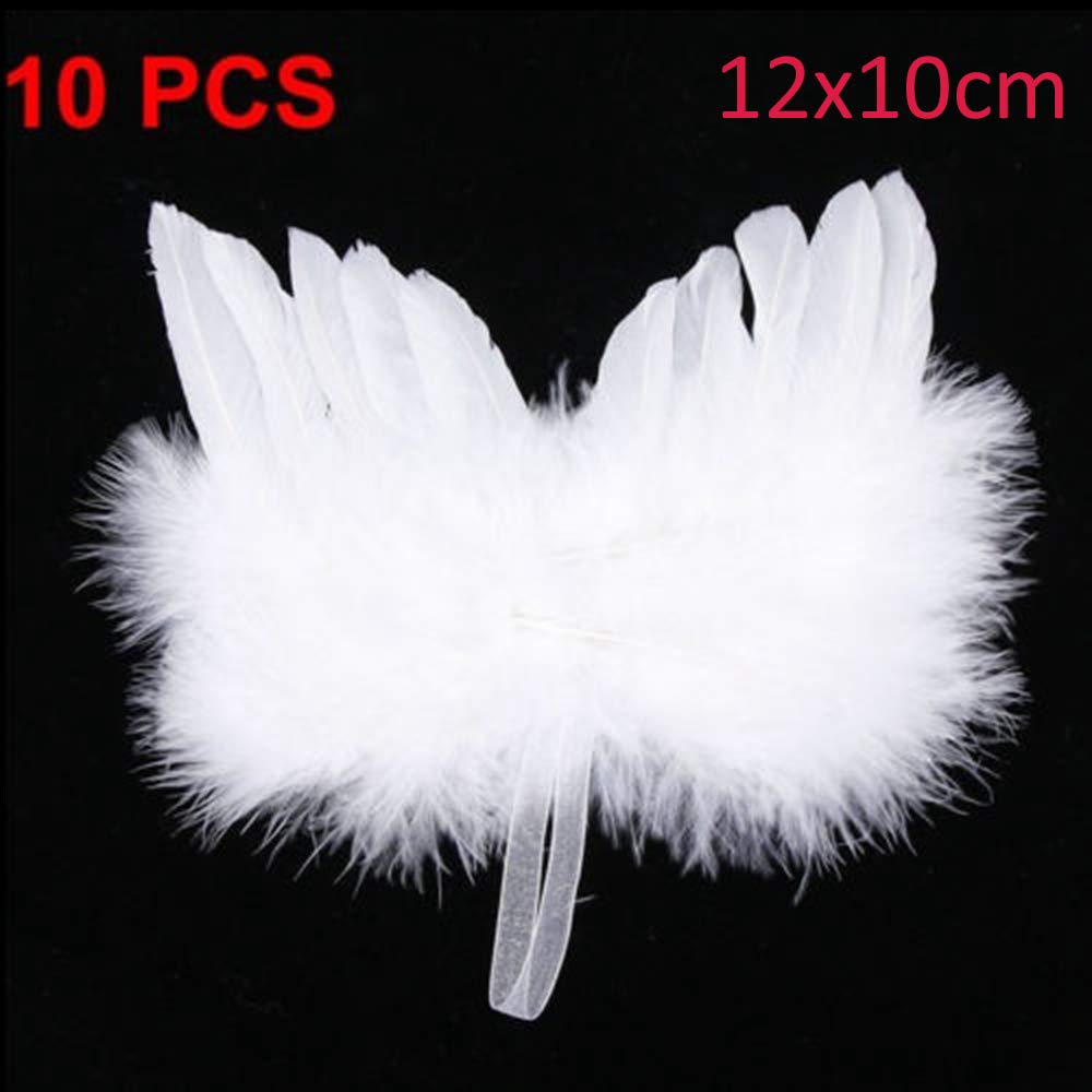 SPDD 10pcs Christmas Tree Decor Feather Wing,Christmas Tree Decoration Angel Wings Hanging Ornament Home/Party/Wedding White Feather Wing Ornament(12x10cm)