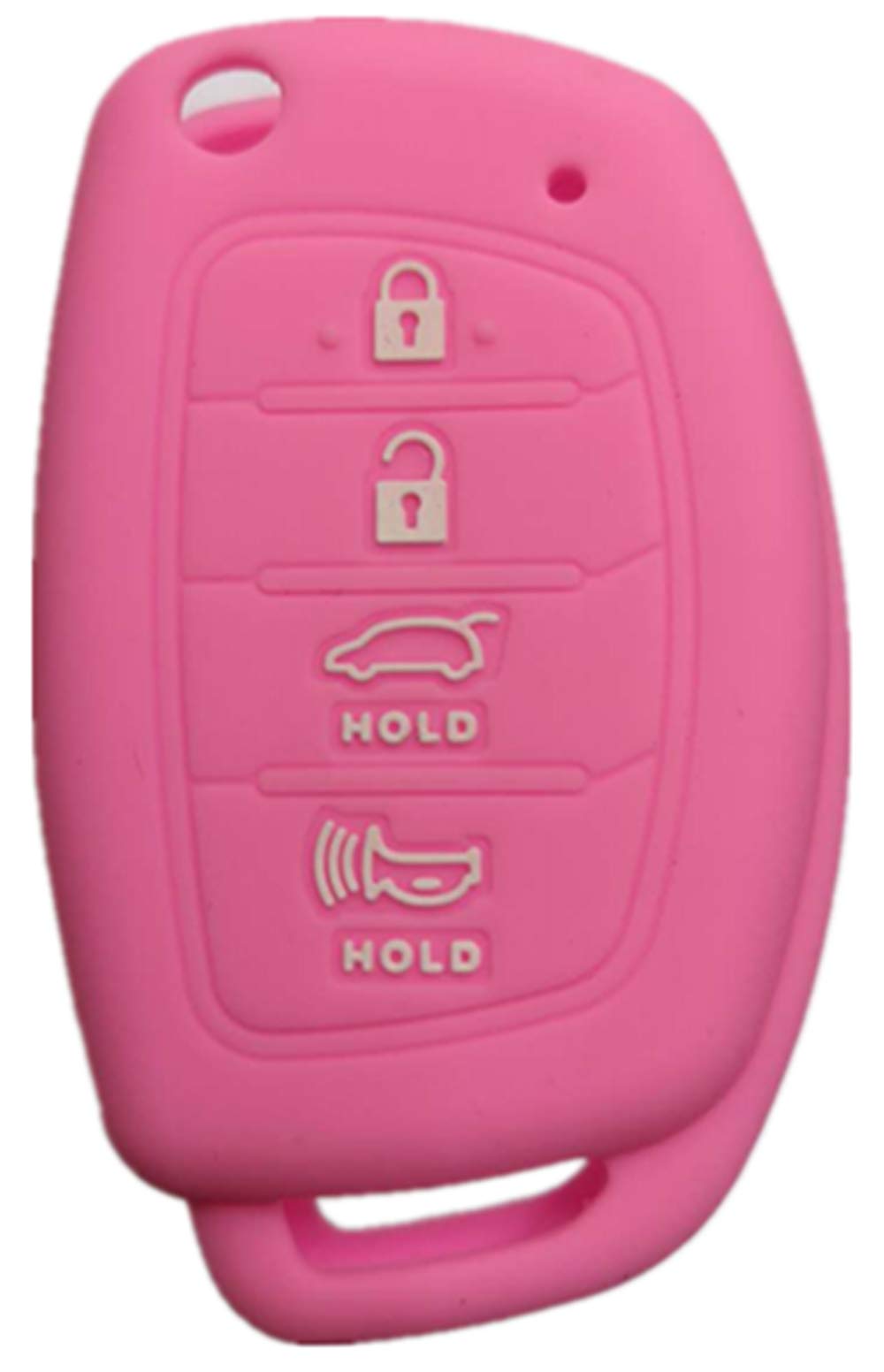 RUNZUIE 4 Buttons Silicone Flip Folding Remote Key Fob Cover Protector Shell Compatible with Hyundai Santa Fe Pink (Not Fit The Smart Key Fob)