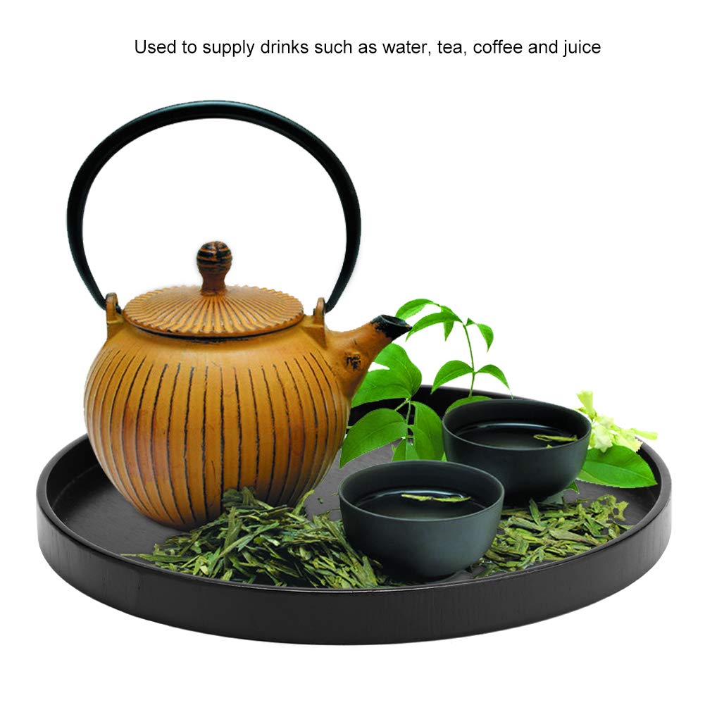Wood Serving Tray, Snack Food Coffee Server Meals Ottoman Table Boards Decorative Storage Wooden Plate Breakfast Round Platters for Home Kitchen Restaurant Display Fruit Appetizer (33 * 31 * 3cm)