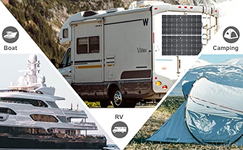 Solar Panel 12V Flexible 100W Charge Controller Monocrystalline Solar 12V Ultralight Slim Waterproof for RV Rooftop RV Caravan Boat (100W)