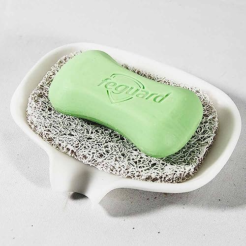 Soap Holder Set Non Slip Soap Holder Pad Soap Dishes for Bar Soap Self Draining Soap Tray for Shower Bathroom Kitchen Bathtub Keep Soap Dry Extend Soap Life (White)