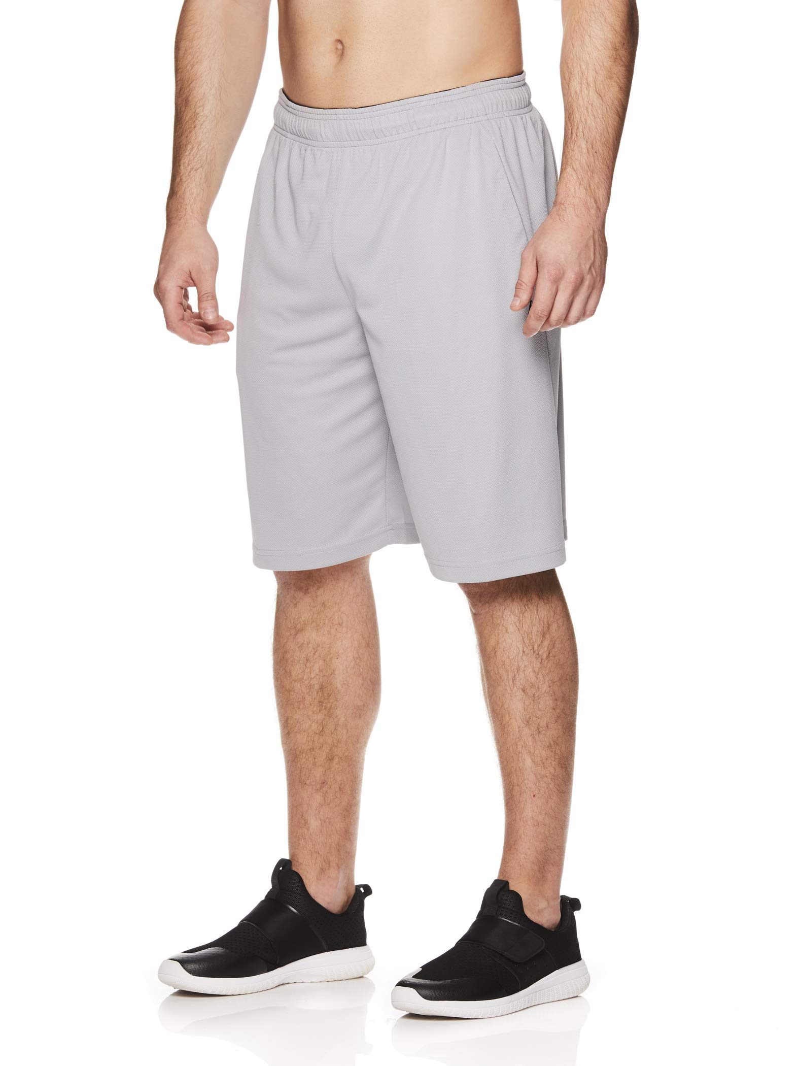Reebok Men's Mesh Basketball Gym & Running Shorts w/Elastic Drawstring Waistband & Pockets - Bank Double Shot Sleet, Small