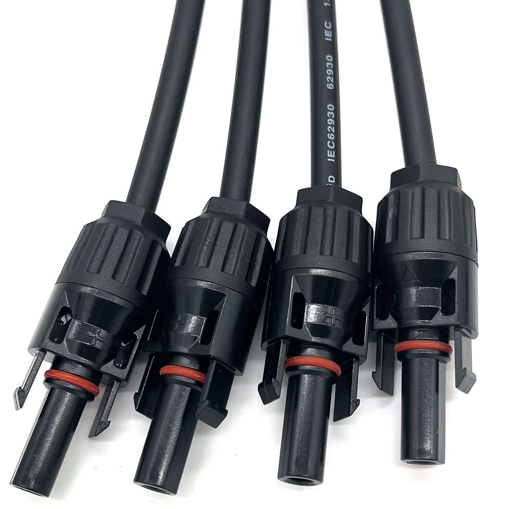 Solar Panel Connector Y Branch Solar Connector 1 to 4, 10 AWG Solar Cable and Connectors for Solar Combiner Box (1 Pair 1Y4)