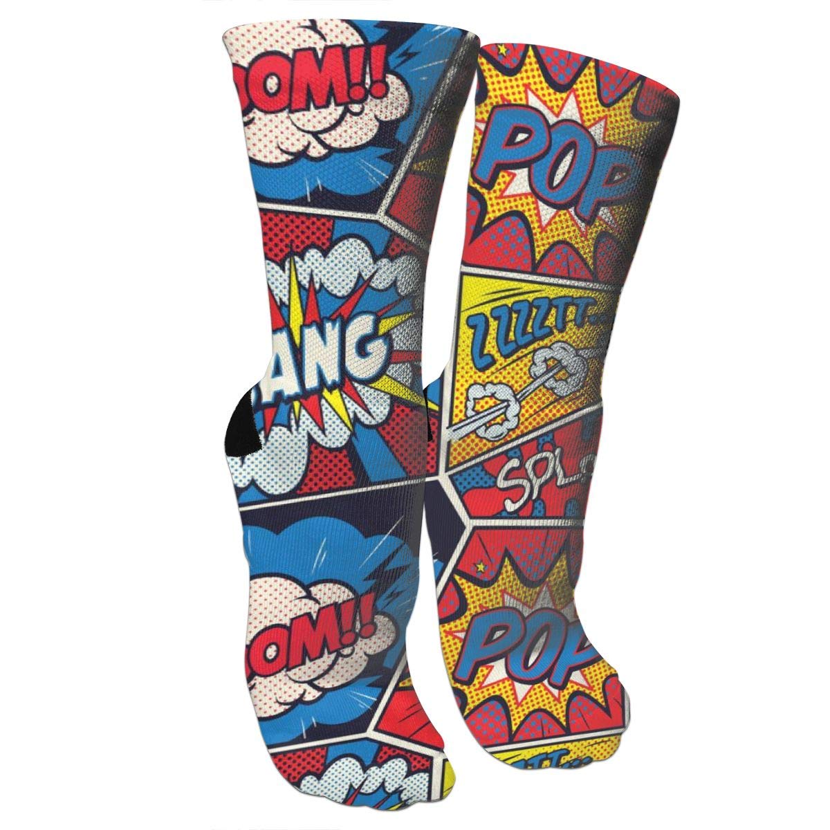 Retro Pop Art Comic Shout Compression Socks Unisex Printed Socks Crazy Patterned Fun Long Cotton Socks Over The Calf Tube