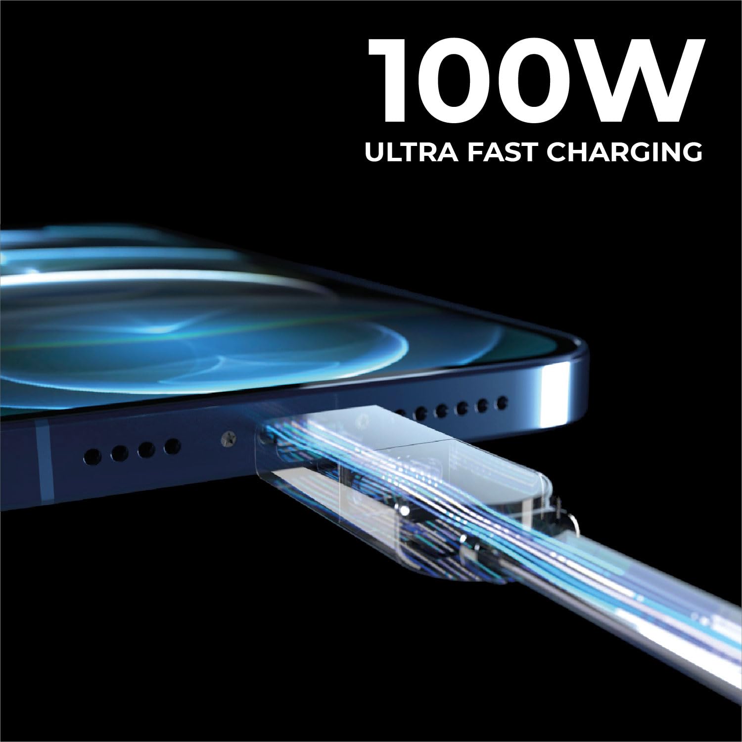 Rolling Square, inCharge X, Multi Charging Cable, Portable Keychain 6-in-1 with 100W Ultra-Fast Charging Power, Sapphire Blue, Multi Charger