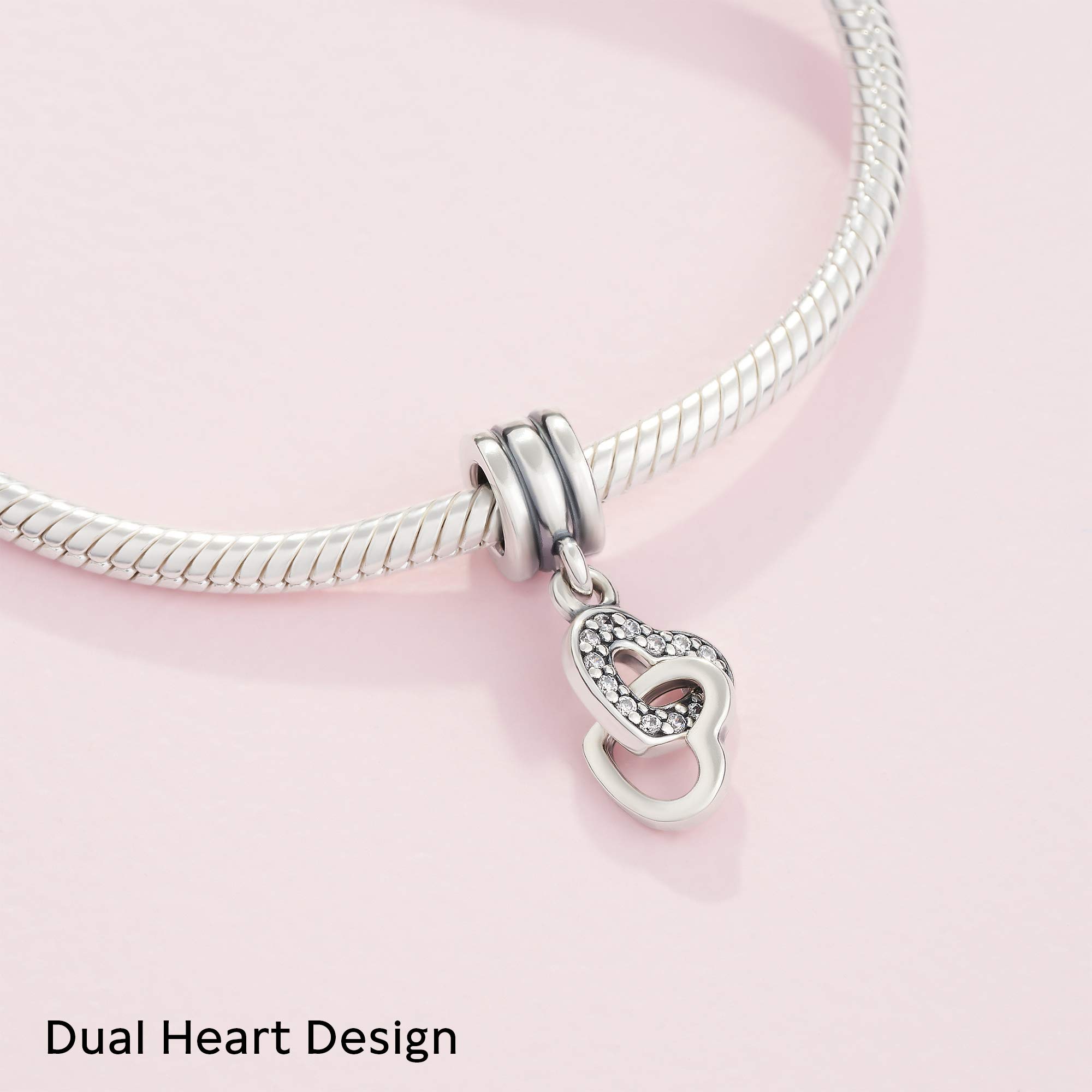 Pandora Interlocking Hearts Dangle Charm - Compatible Moments - Stunning Women's Jewelry - Made with Sterling Silver & Cubic Zirconia