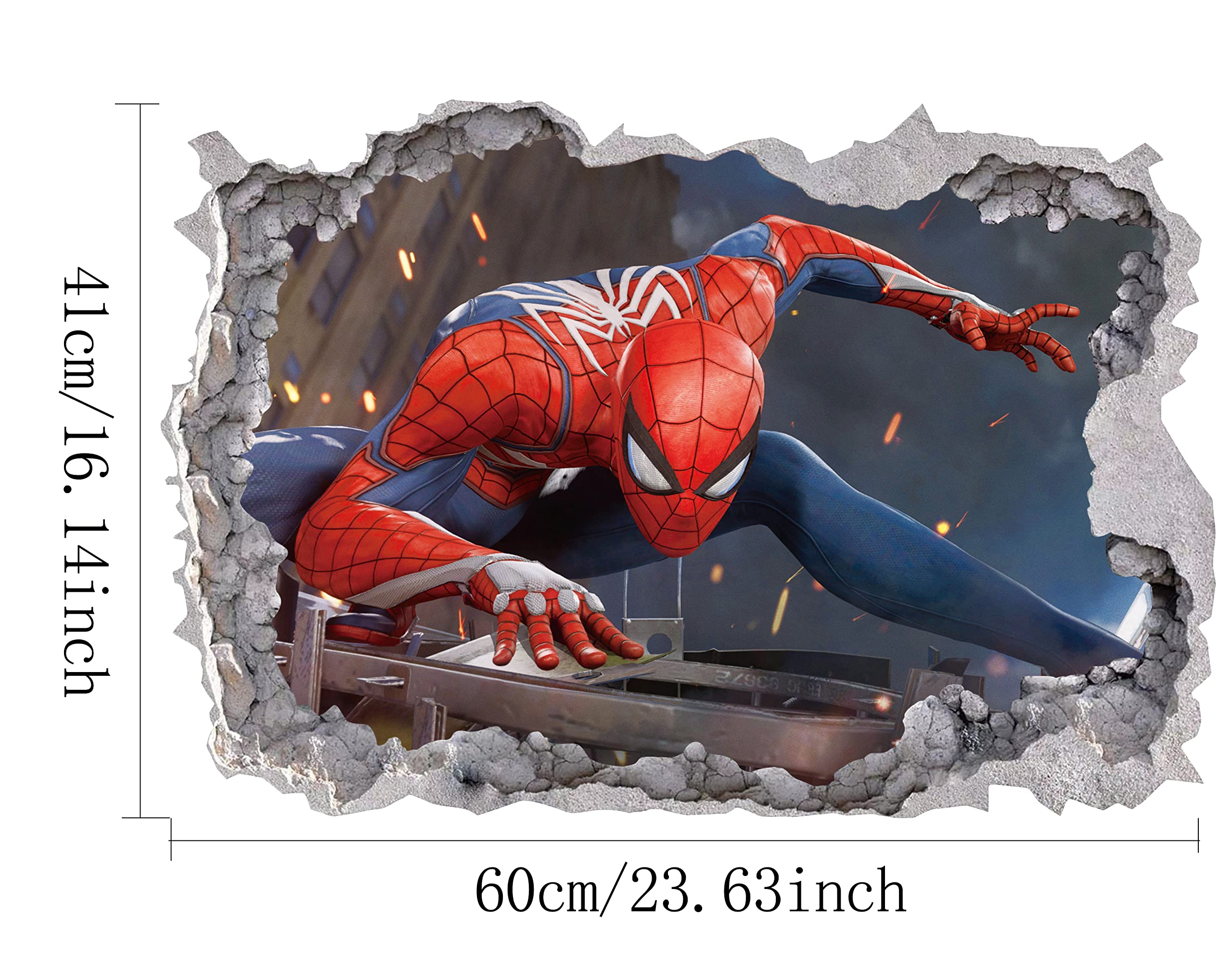 Spiderman Wall Decal PVC Material 3D Cartoon Sticker for Kids Room Bedroom Wall Decoration, Spiderman Room Decoration for Boys