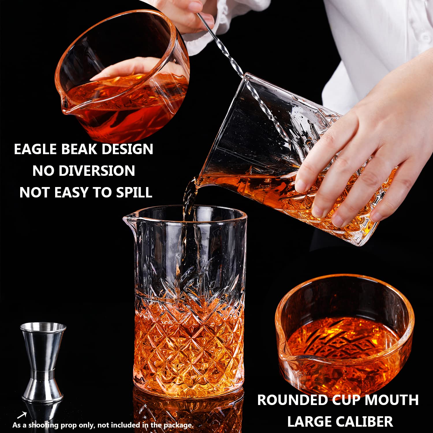 SogYupk 2 Pack Cocktail Stirring Glasses,24oz Drink Mixing Glasses,Crystal Glass Cocktail Mixing Glasses, Thick Weighted Bottom, Professional Bartender's Mixer Glass Stirring Glasses,Bar Tools.