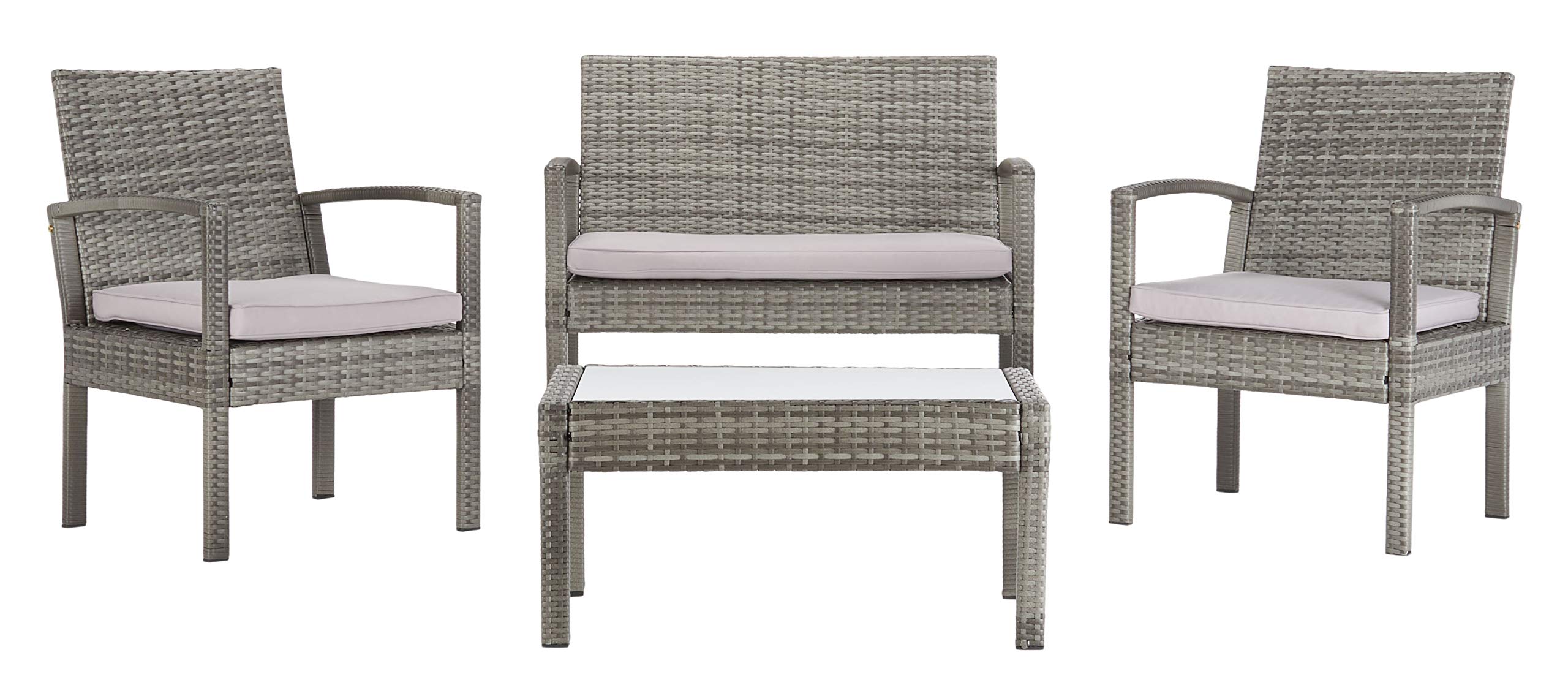 Safavieh PAT7507B Collection Bassey Grey 4-Piece Outdoor Living Patio Set