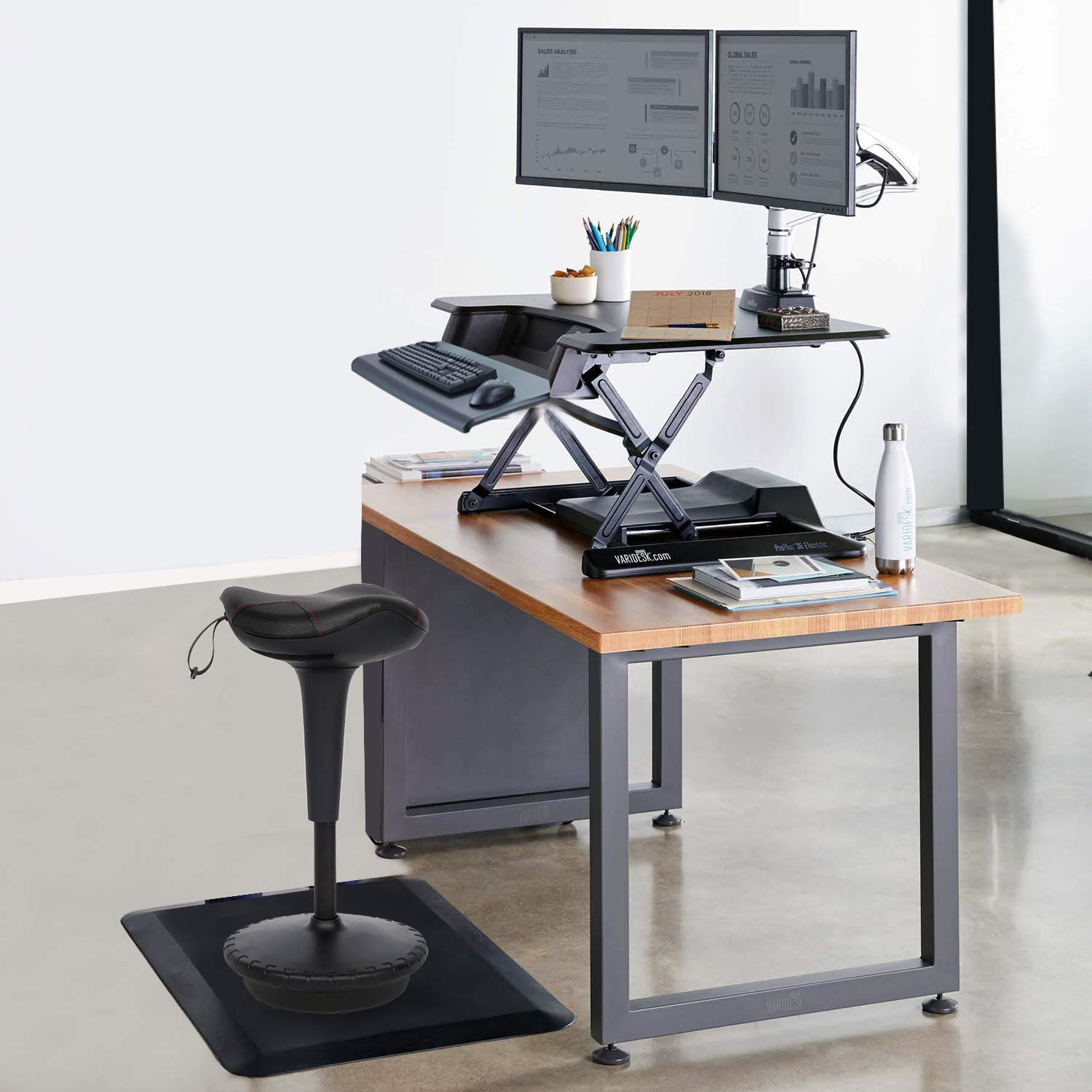 Puluomis Balance Perch Stool Saddle Design Wobble Stool Adjustable Height 22-27 Inch for Active Sitting Office Standing Desk Swivel Stool Black