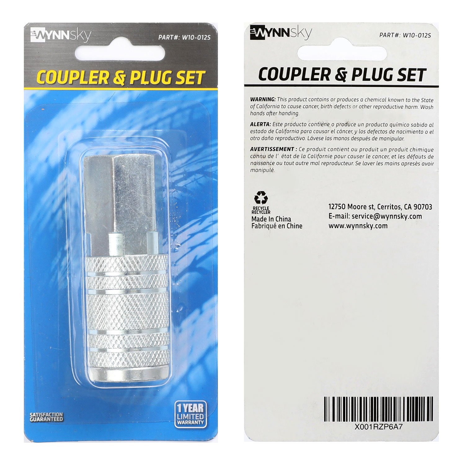 WYNNsky Industrial Air Coupler, 1/2 Inch Body Size, 1/2 Inch Thread Size, Steel Air Compressor Accessories fittings