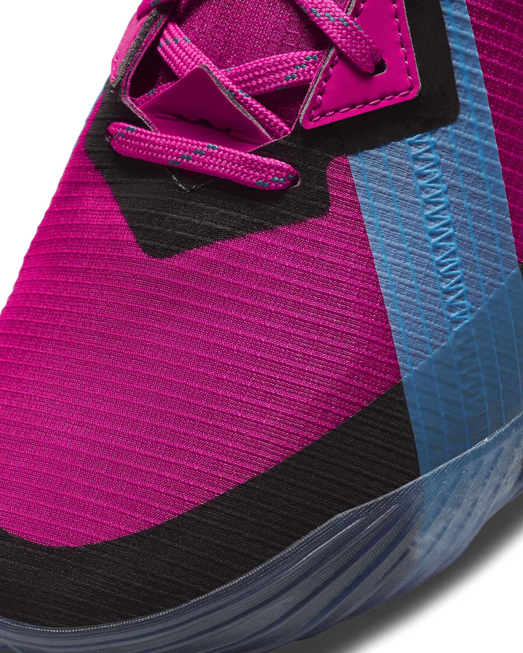 Nike Men's Lebron XVIII Low Neon Light Fireberry/Blk-Lt Blue Fury (CV7562 600) - 9.5
