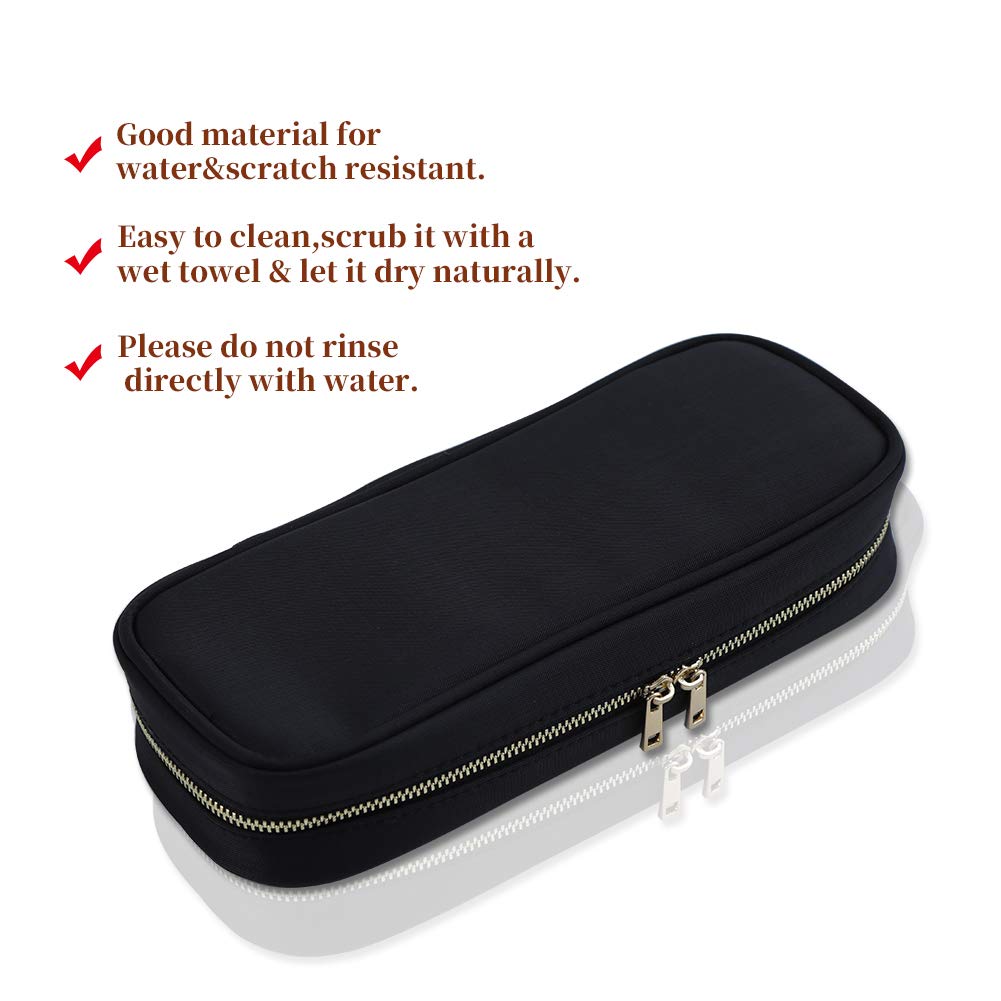 Professional Cosmetic Case-Makeup Brush Holder Organizer-Travelling Makeup Artist Case with Zipper-Waterproof Material & Multi functional Cosmetic Bag Makeup Handbag for Travel &Home Gift (Black)