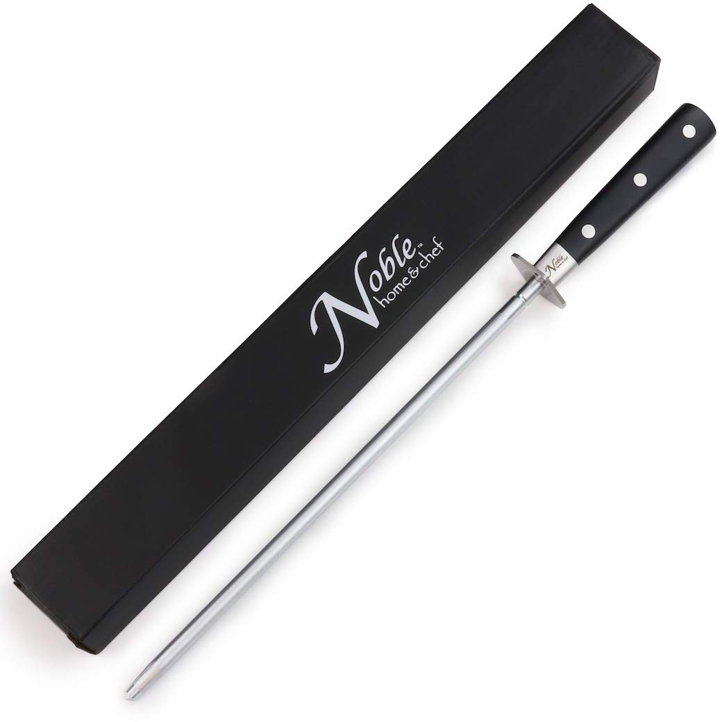 Professional Honing Steel 12โ, Magnetized for Safety, No Rust, No Cheap Plastic! Nobleโs Knife Sharpener Has an Oval Handle for a Firm Grip and is Built For Daily Use, Perfect for Chefs!
