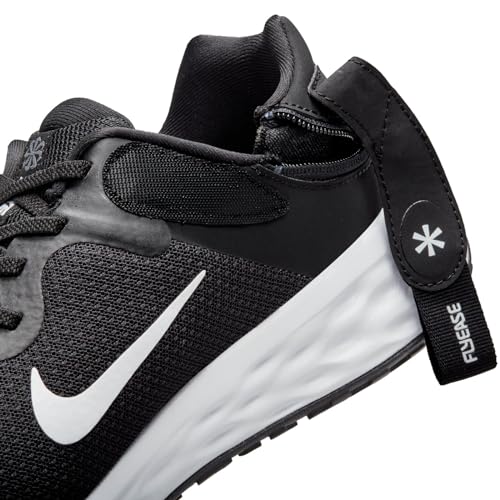 Nike Men's Revolution 6 FlyEase Next Nature Easy-On-and-Off Road Running Shoes (9.5, Black/Iron Grey/White)