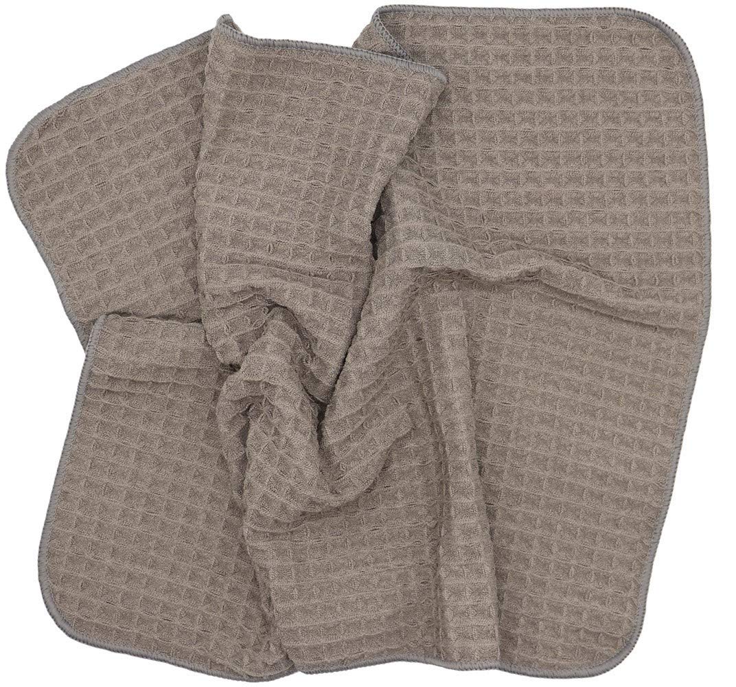 VeraSong Waffle Weave Kitchen Towels Thick Microfiber Dish Drying Towels Absorbent Tea Towels Hand Towel Lint Free 16Inch x 24Inch 3 Pack Gray