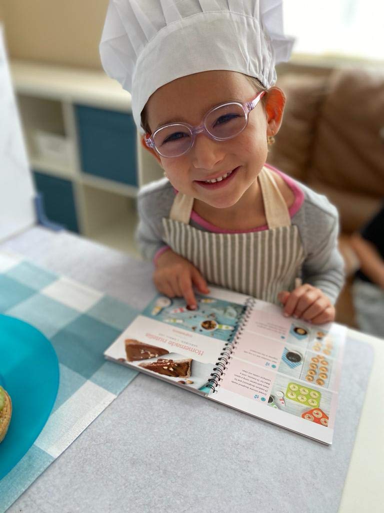 TOVLA JR. Toddler Kitchen Apron, Hat and Cookbook Gift Set for Kids with Pocket for Boys and Girls, Comfortable Cotton Canvas for Baking and cooking Ages 3-10
