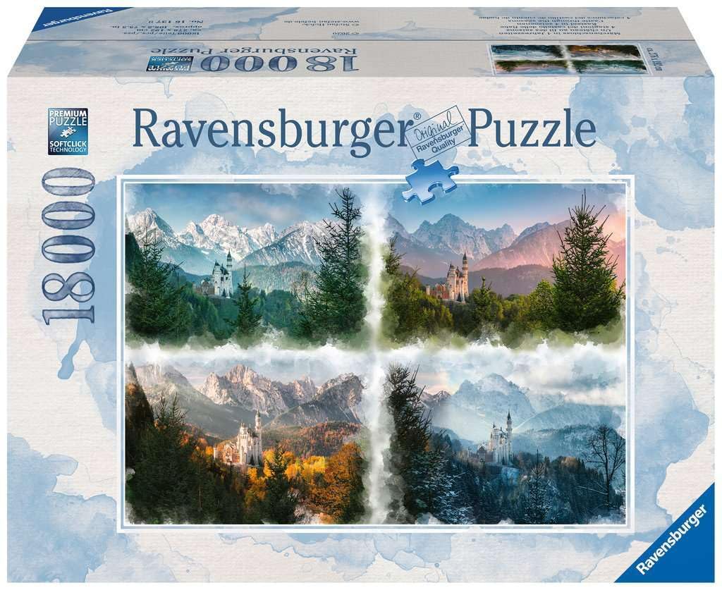 Ravensburger Neuschwanstein Castle Through The Seasons 18,000 Piece Jigsaw Puzzle for Adults - 16137 - Handcrafted Tooling, Durable Blueboard, Every Piece Fits Together Perfectly
