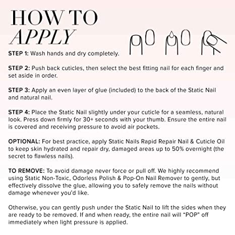 Static Nails Reusable Pop-On Manicure Set, Non-Damaging Glue-On Nails (Meet Me In Paris Square) - False Nails with Static Nail Glue, Nail Set, Fake Acrylic Press On Nails