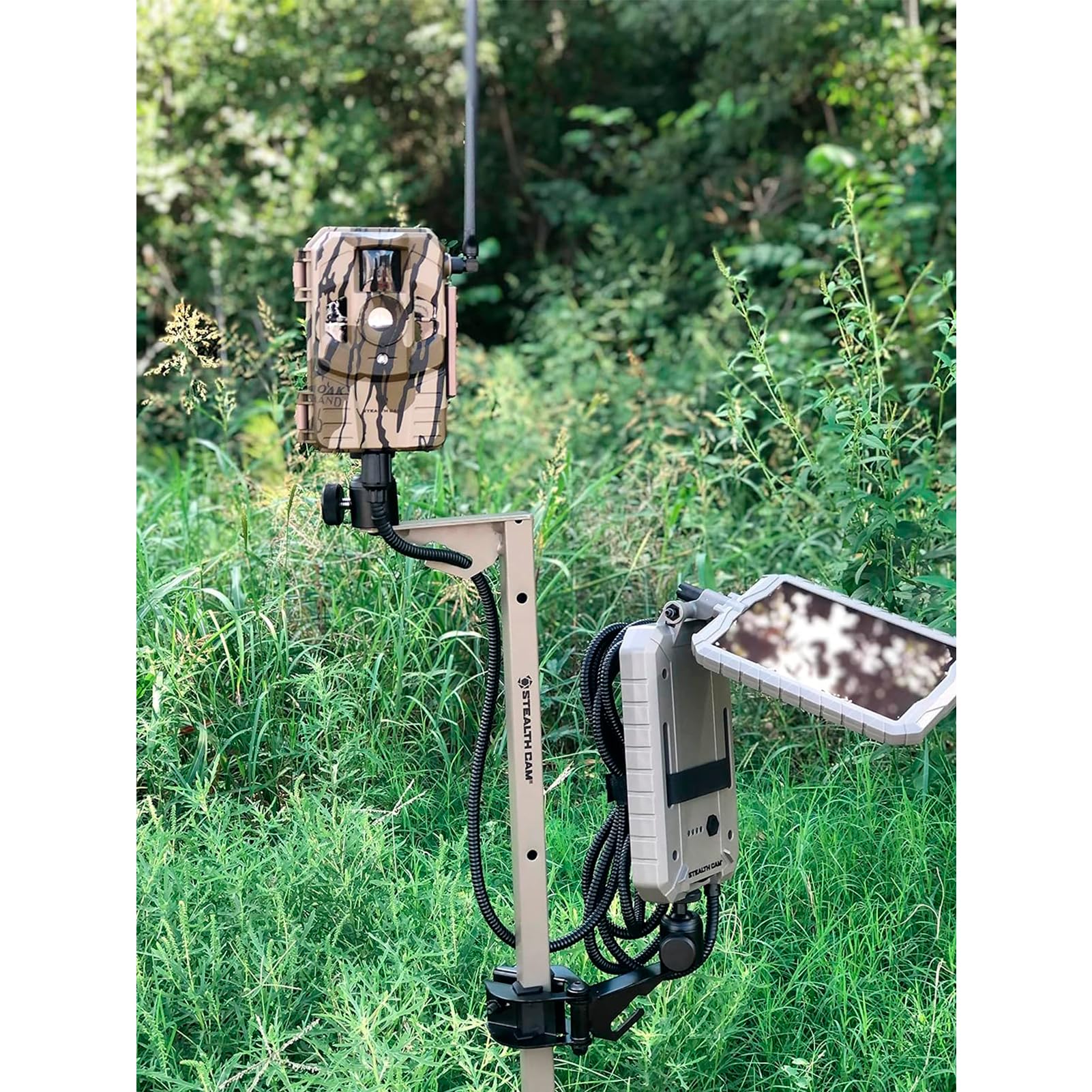 Stealth Cam Adjustable 29"-49" Expandable Height 1/4" Tripod Multi-Pivot Stable Rugged Steel Hunting Trail Camera & Solar Pak Battery Mounting Post