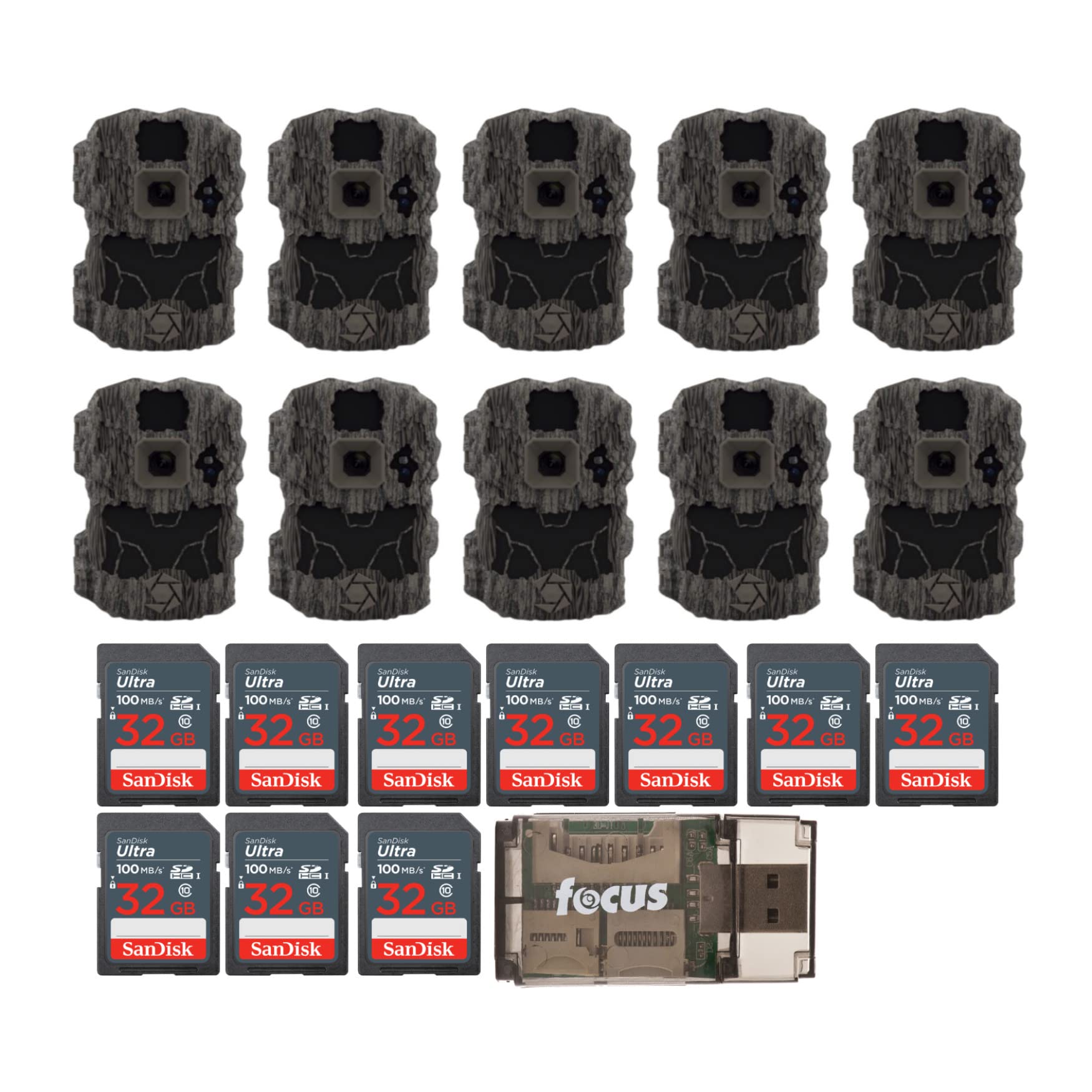 Stealth Cam DS4K Ultimate Camera 32 Megapixel and 4K Video at 30FPS (10-Pack) Bundle with 32GB Memory Card (10-Pack) and Card Reader (21 Items)