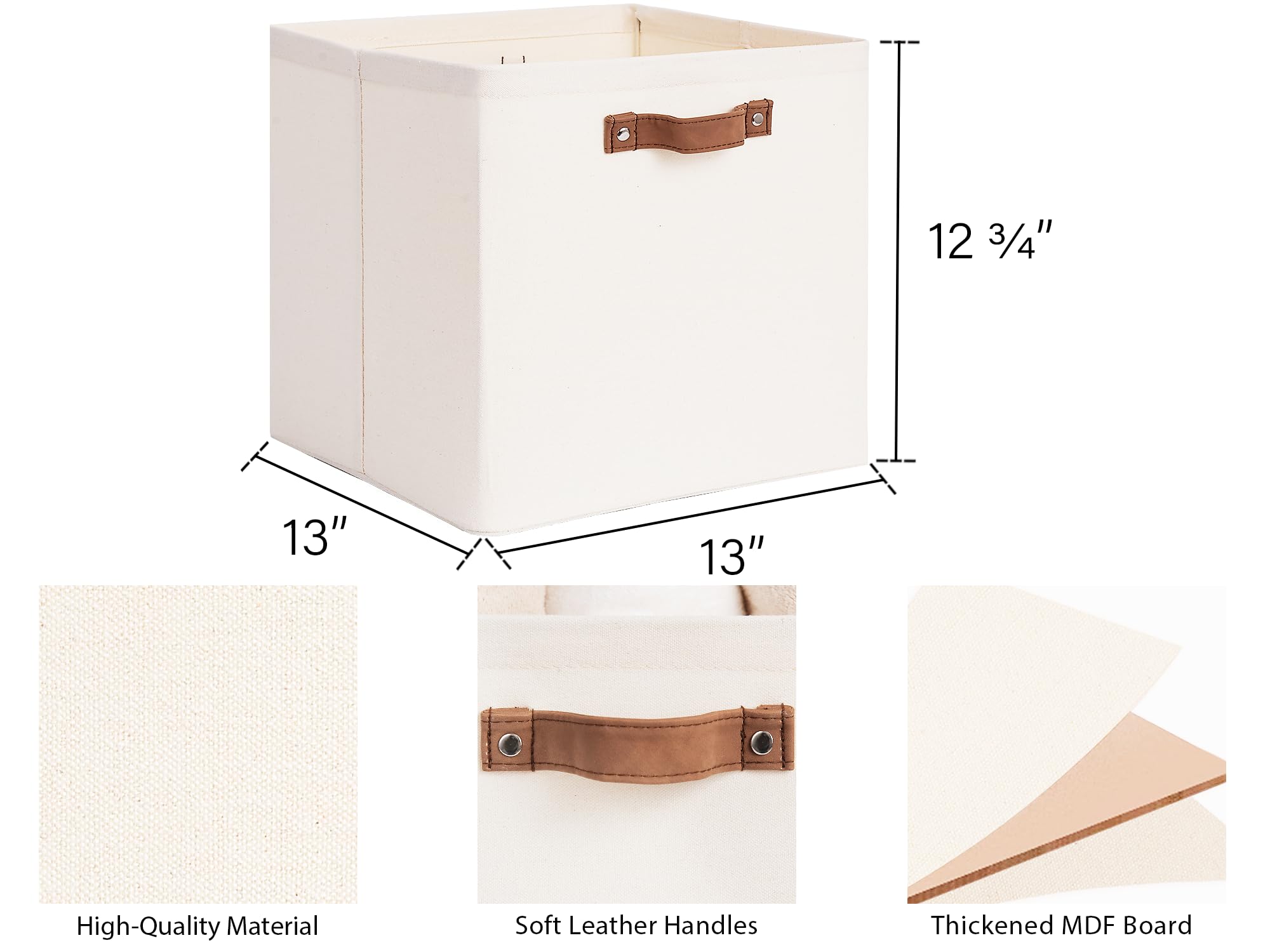 StorageWorks Storage Bins For Shelves With Metal Frame and Fabric Storage Box with PU Handles