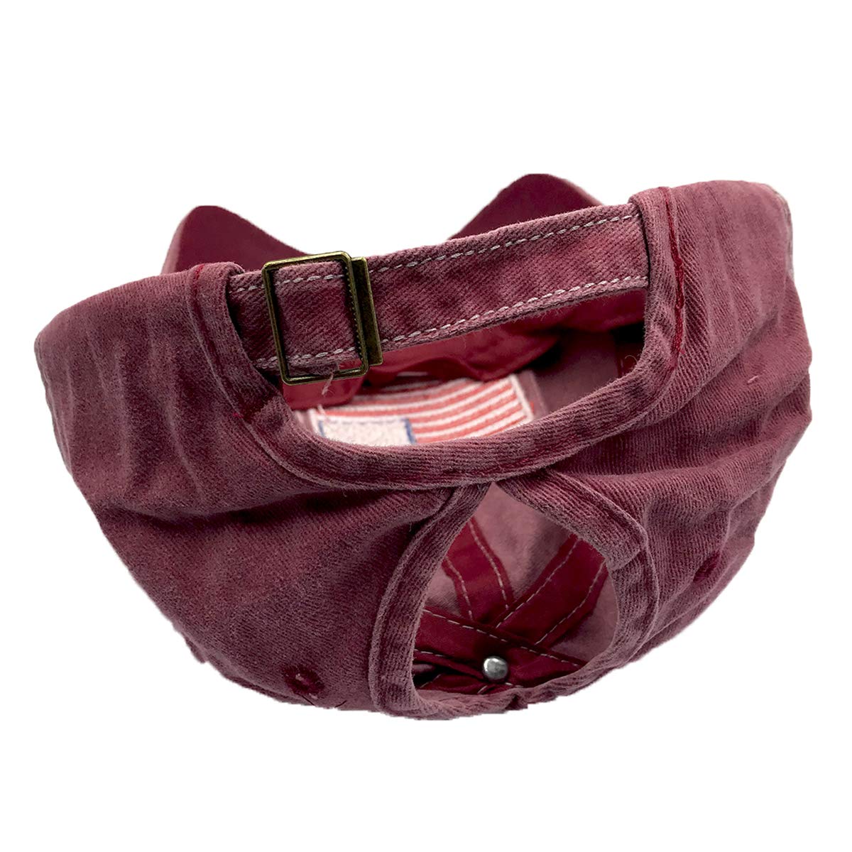RNFENQS Women's American Flag Ponytail Baseball Cap Adjustable Distressed Dad Hat Pink