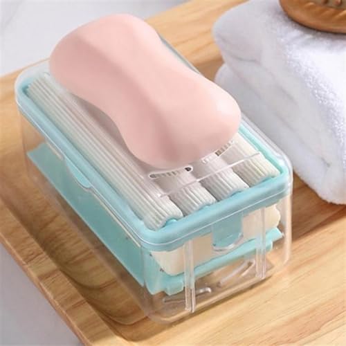 SPICLY Soap Box Soap Box with Drainage Soap Tray Travel Hands-Free Soap Box Soap Holder Portable (Color : Blue)