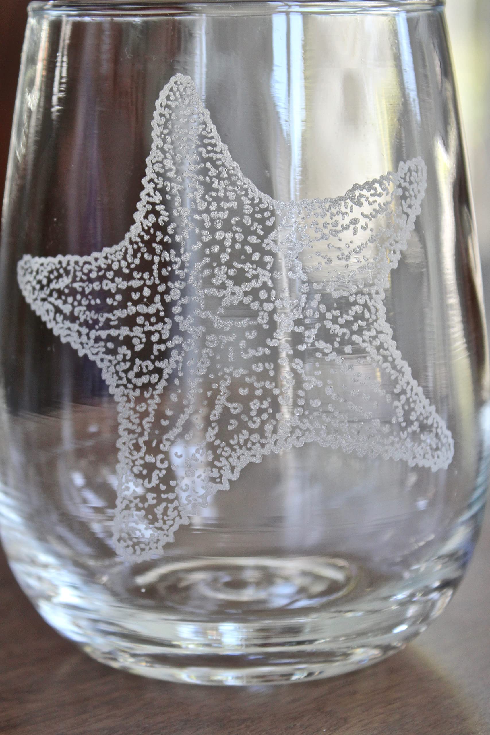 Starfish Engraved Stemless Wine Glasses (Set of 2)