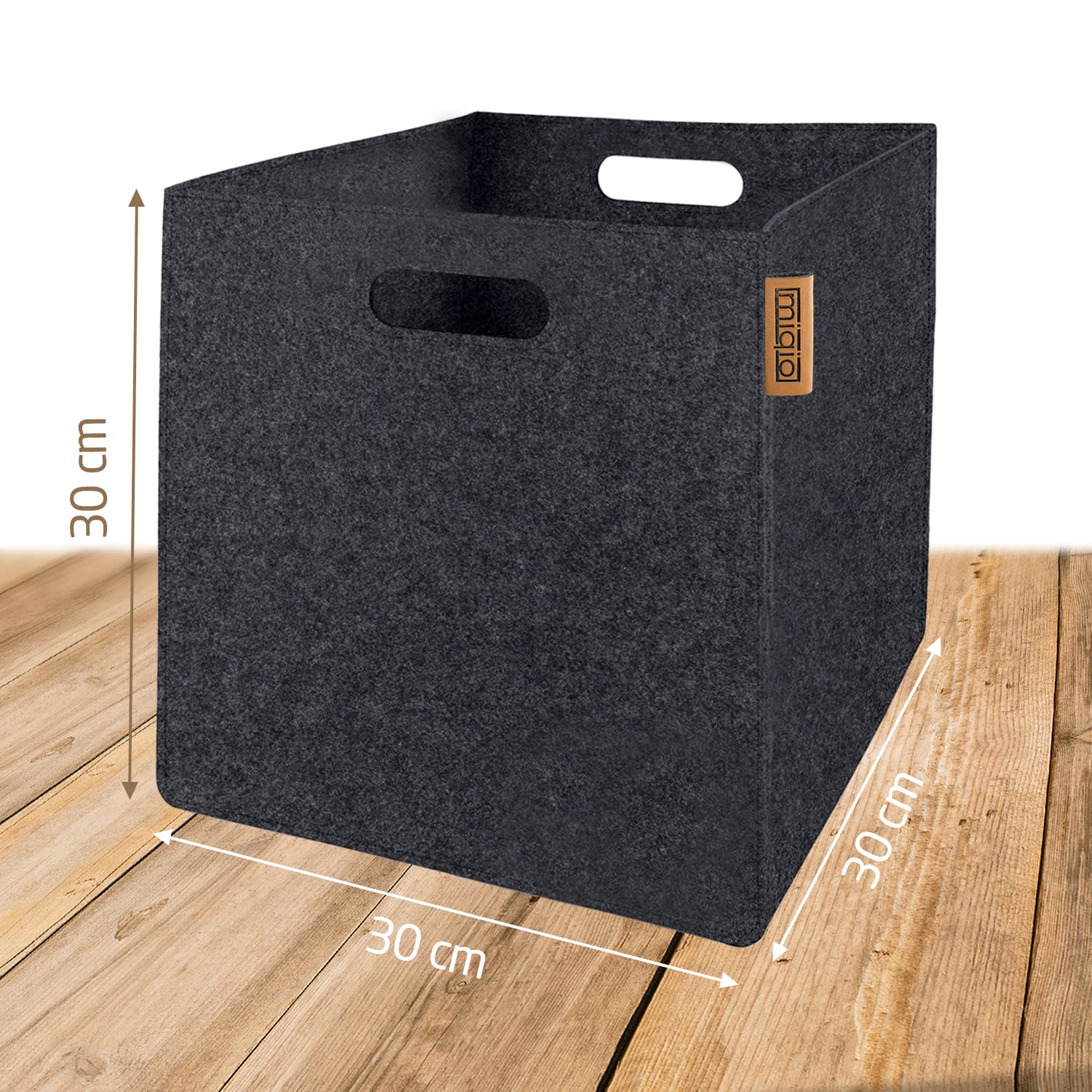 Storage Baskets for Shelves | Felt and Leather | Set of 4 Cubes | 12x12x12 in Closet Bins for Shelves, Baskets for Closet Organization Kallax Cubes Toy Storage (Light Grey or Dark Grey)