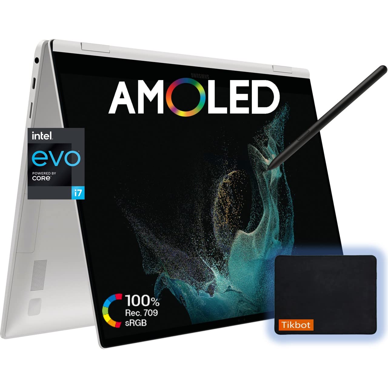 Samsung - Galaxy Book2 Pro 360 2-in-1 15.6โ AMOLED Touch Screen Laptop - Intel 12th Gen Evo Core i7 1260P LPDDR5 Memory S Pen w/Mouse Pad โ Silver (16GB RAM, 1TB PCIe SSD)