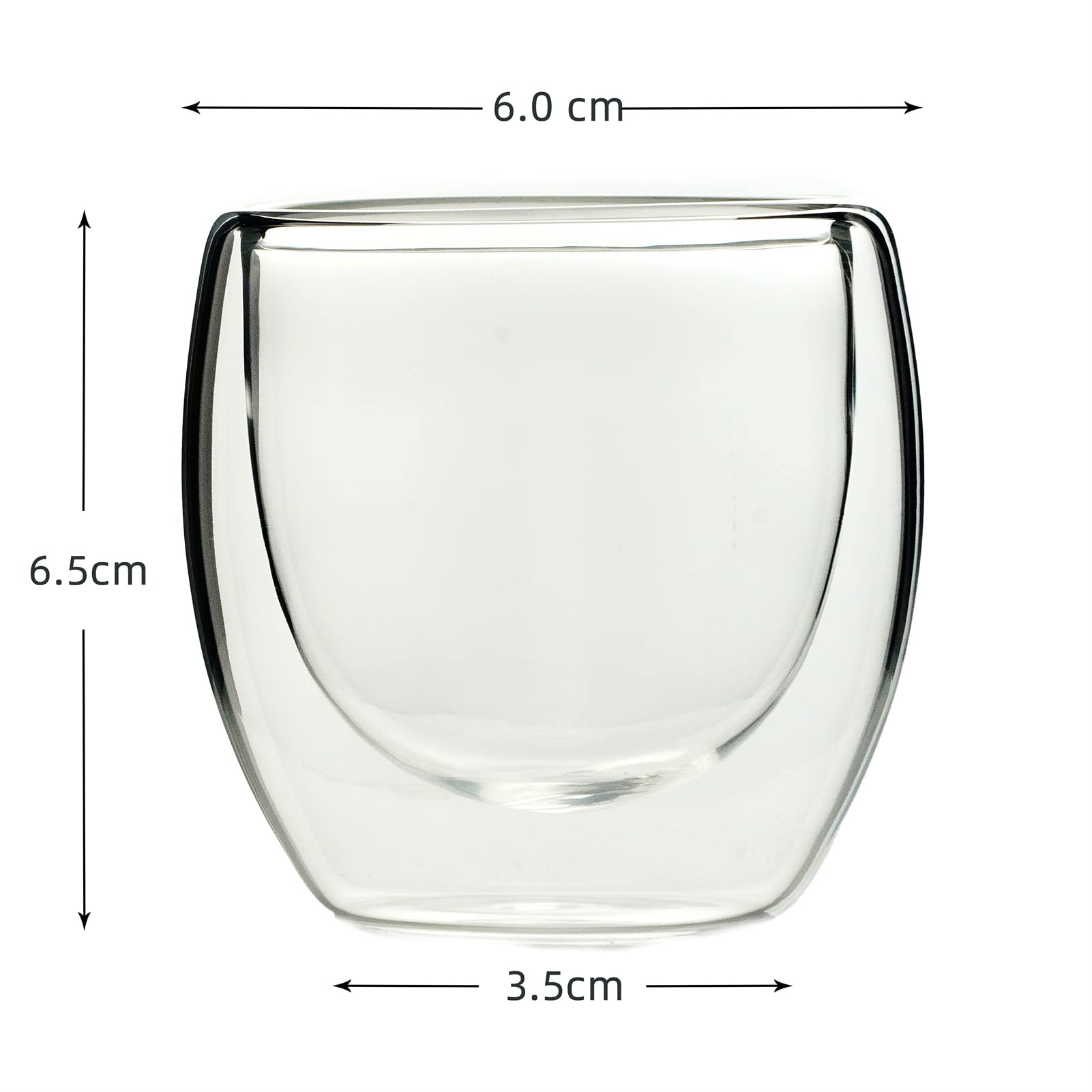 WOAIERNV 2.7 Ounce Espresso Cups,Set of 6,Double Walled Insulated Espresso Glasses,Handmade Borosilicate Glassware Coffee Cup,Perfect for Cold or Hot Drinks