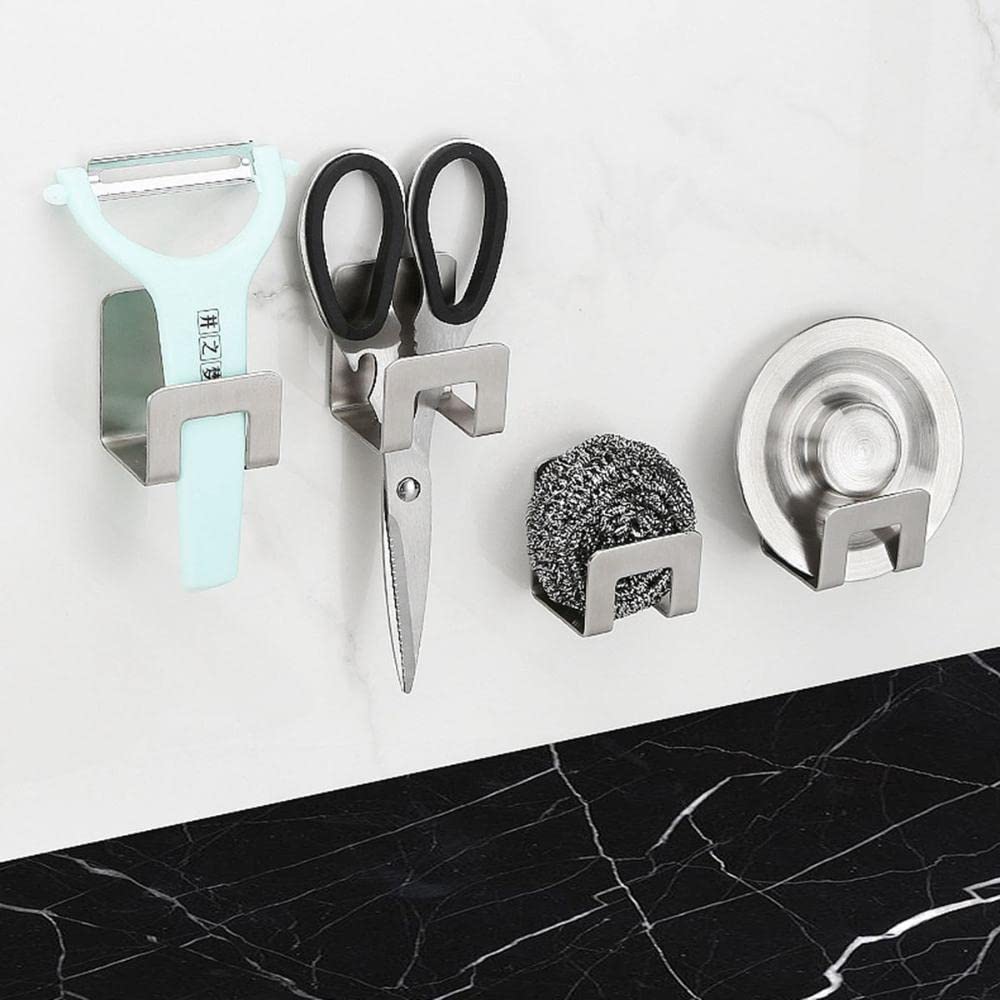 Sponge Wipe Two-Sided Cleaning Sponge Thickened Sponge Scouring Pad Stainless Steel Sponges Holder Self Adhesive Sponges Organizer Drain Racks