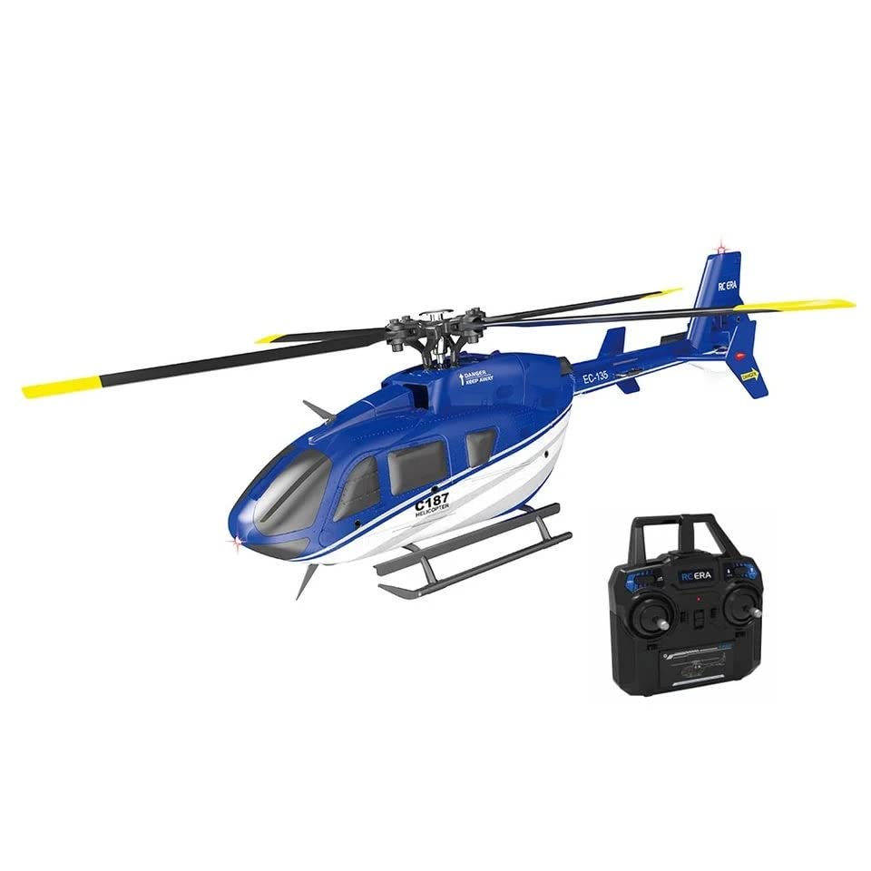 RC Helicopter Model YUXIANG EC-135 100 Size 4CH 6-Axis Gyro Stabilized Scale RC Helicopter RTF C187 with 2.4GHz Mode 1/Mode 2 Transmitter - YuXiang Remote Control Helicopter RTF for Beginners, Adults