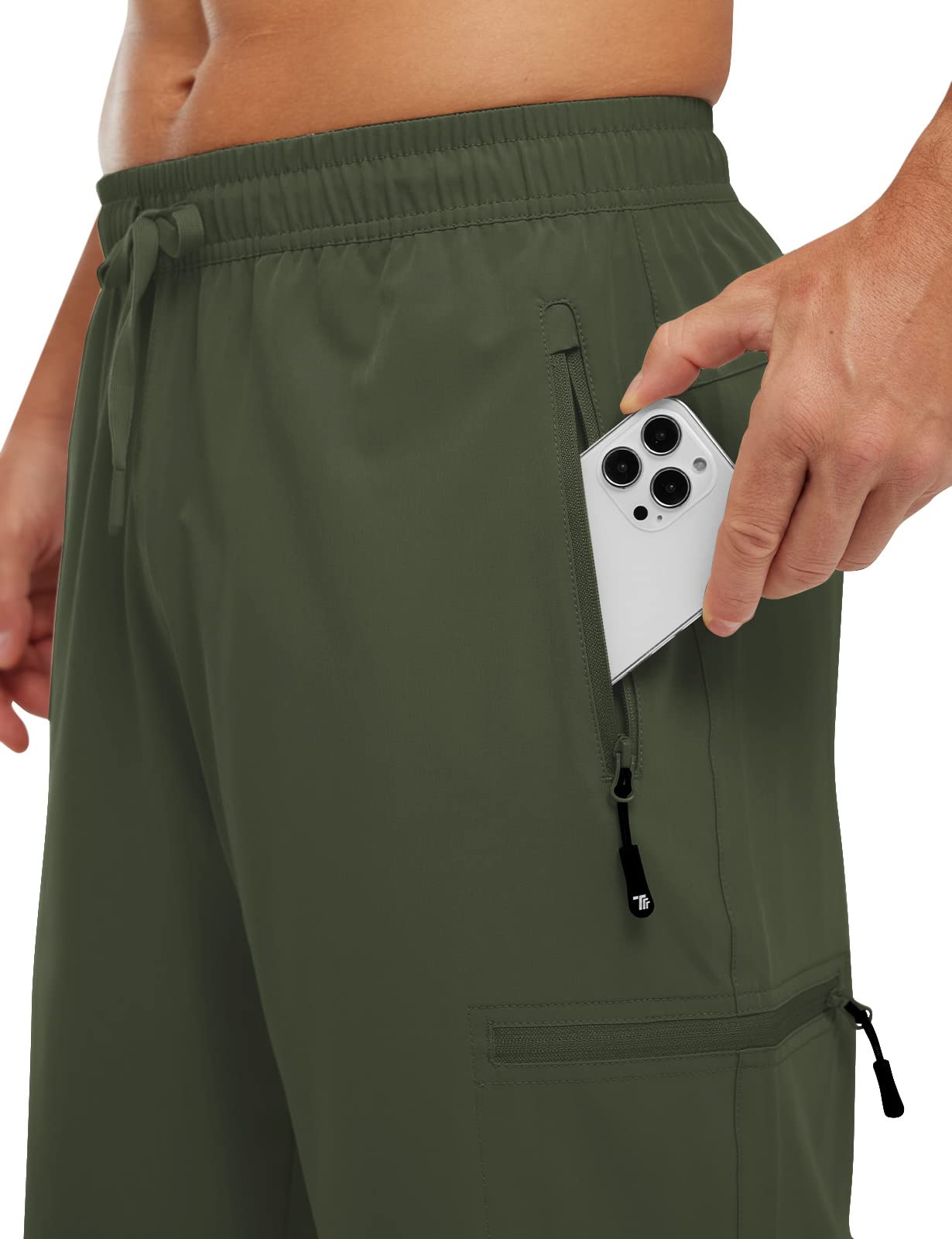 Rdruko Men's Outdoor Hiking Shorts Water Resistant Stretch Cargo Shorts for Men Camping Athletic Shorts with Pockets,Army green,L