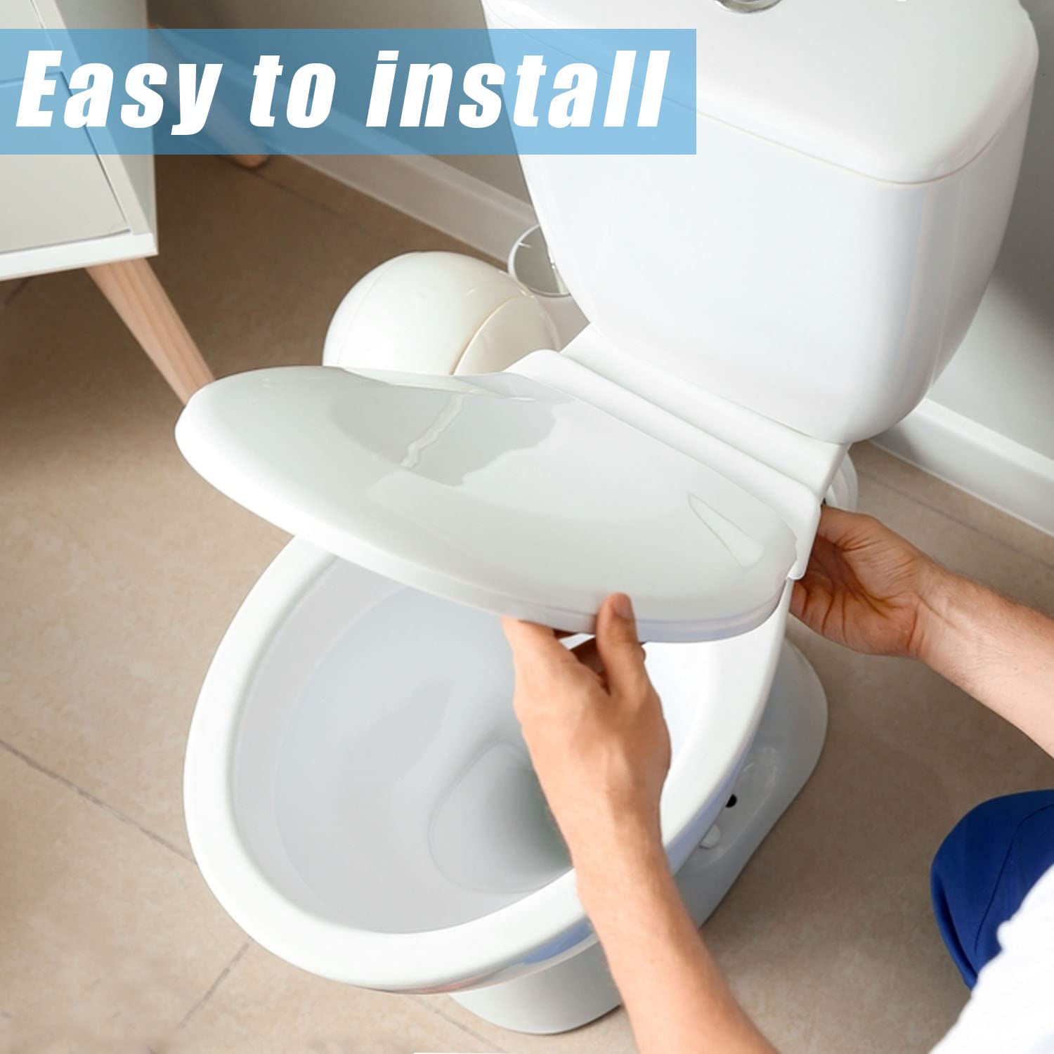 Toilet Seat Parts, Including Screw and Nut,Replacement Plastic Toilet Seat Hinges, For Top Mount Toilet Seat Hinge, 2 Pack (White)
