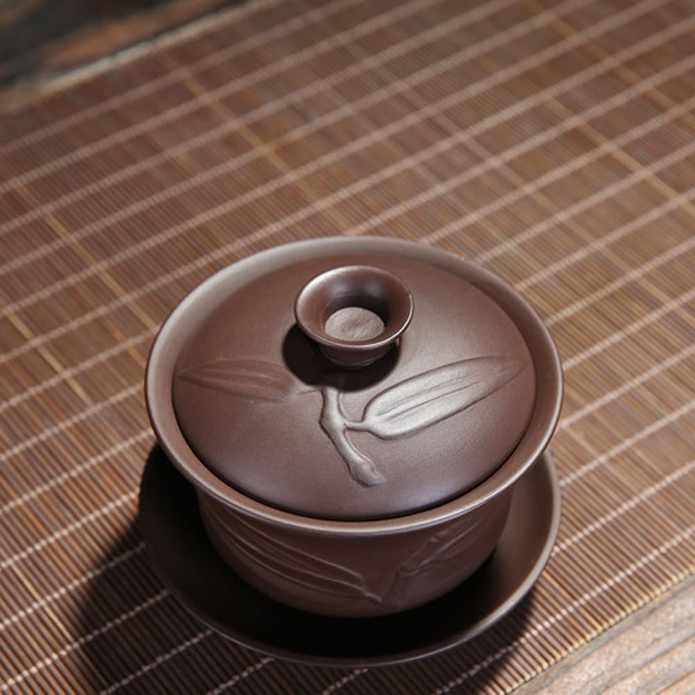Woonsoon Yixing Chinese Zisha Gaiwan Handmade 150ml China Porcelain Gaiwan Kungfu Teacup Traditional Chinese Teaware Tea Set