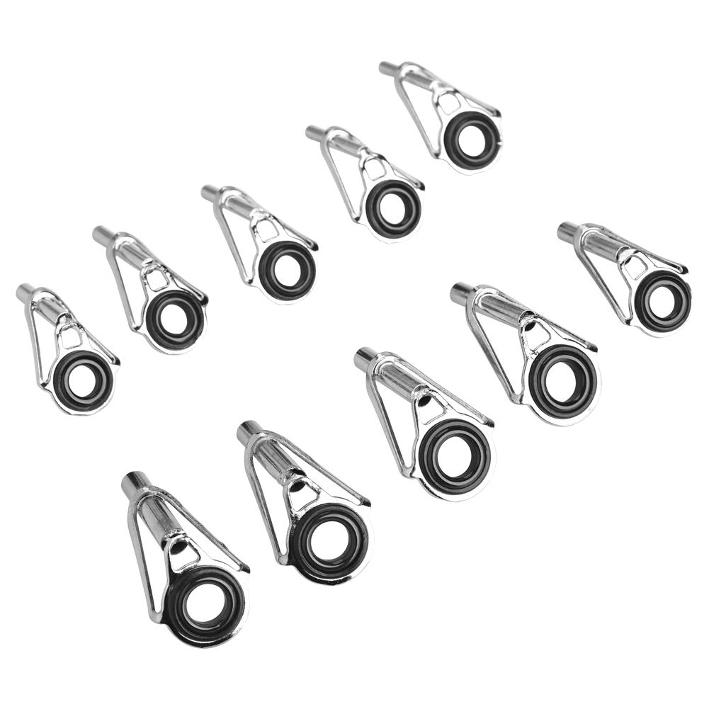 Serounder Fishing Rod Guide, 80Pcs/Pack 10 Sizes Stainless Steel Fishing Rod Guide Rings Tips Replacement Accessory