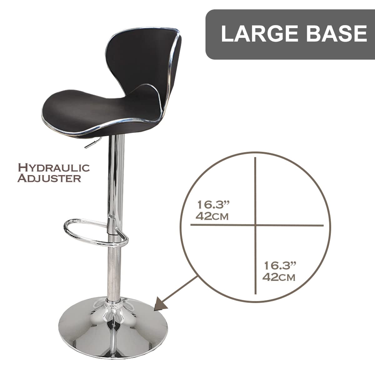 Set of 2 Height Adjustable Hydraulic PU Leather Bar Stool Pub Chair Kitchen Island Counter, with Backrest