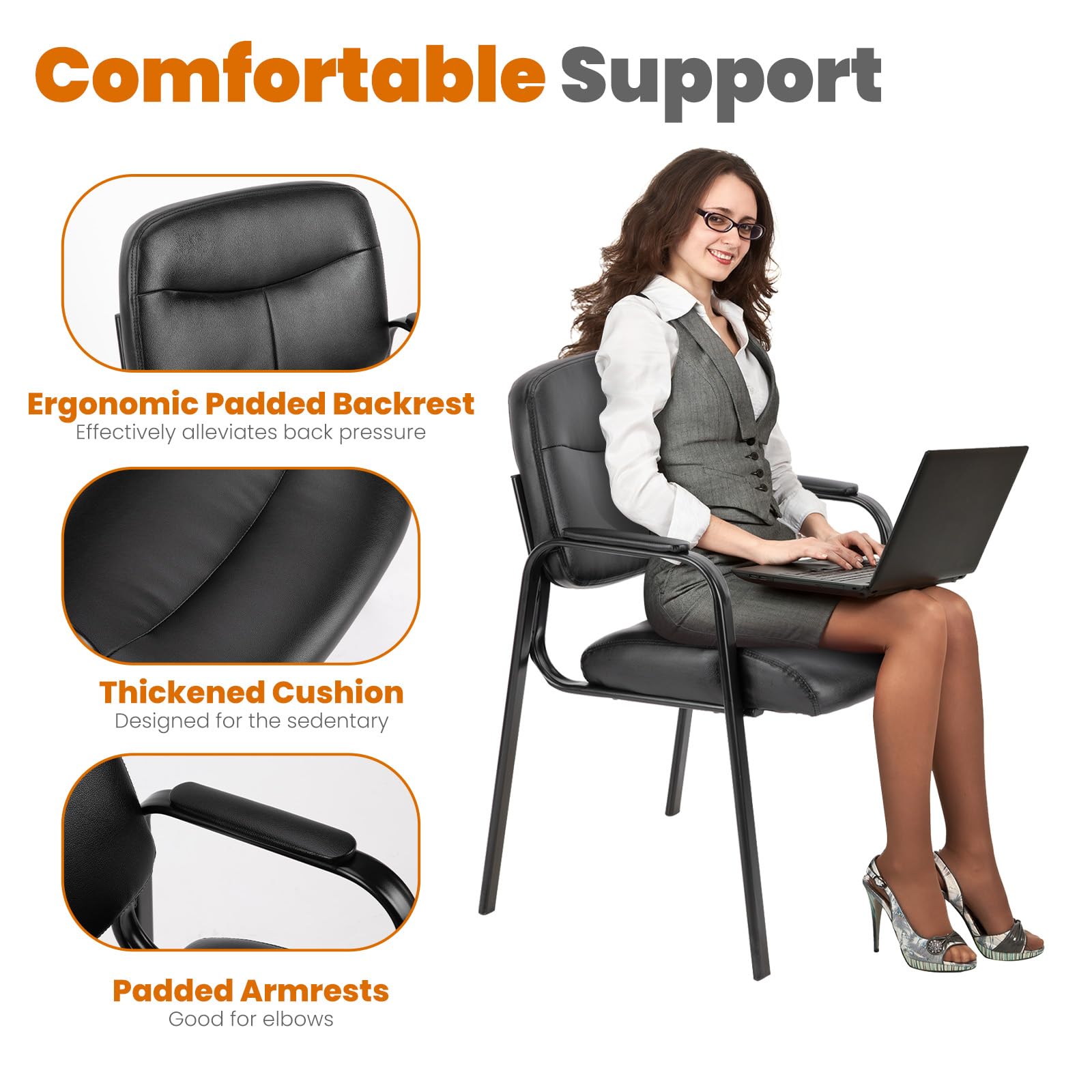 Sweetcrispy Executive Office Chair Beige White Desk Chair with Wheels Height Adjustable PU Leather Office Chair Flip Up Arms Mid Back Computer Chair with Lumbar Support