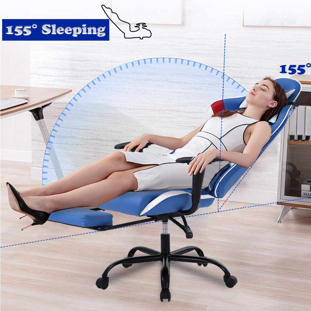 PC Gaming Chair Ergonomic High-Back Office Chair Cheap Desk Chair Executive PU Leather Racing Rolling Swivel Computer Chair with Lumbar Support for Women&Men