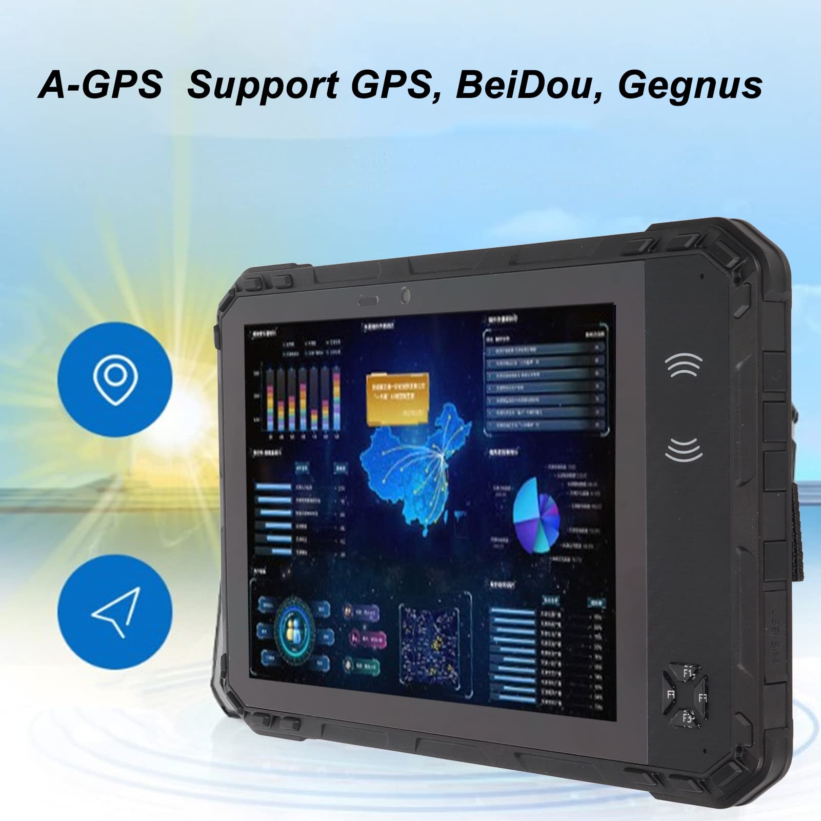 Rugged 8 Inch Tablet IP68 Waterproof 10000mAh, 4G Network, 2.4G/5.8G WiFi, NFC, for Android 11, 100-240V (US Plug)