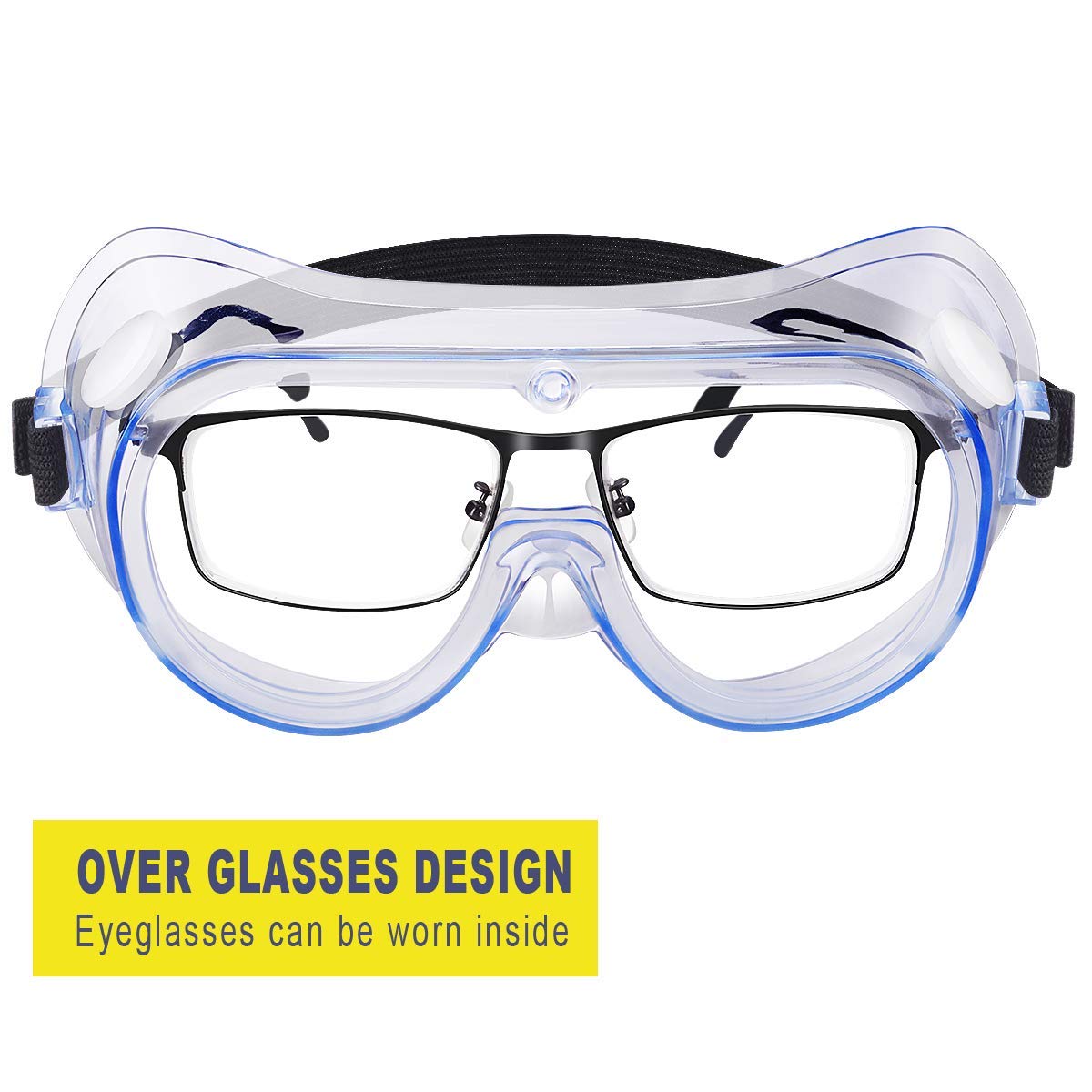 YunTuo 2 pack Safety Goggles, Adjustable,Lightweight Anti-Fog Protective Safety Glasses, Eye Protection, White