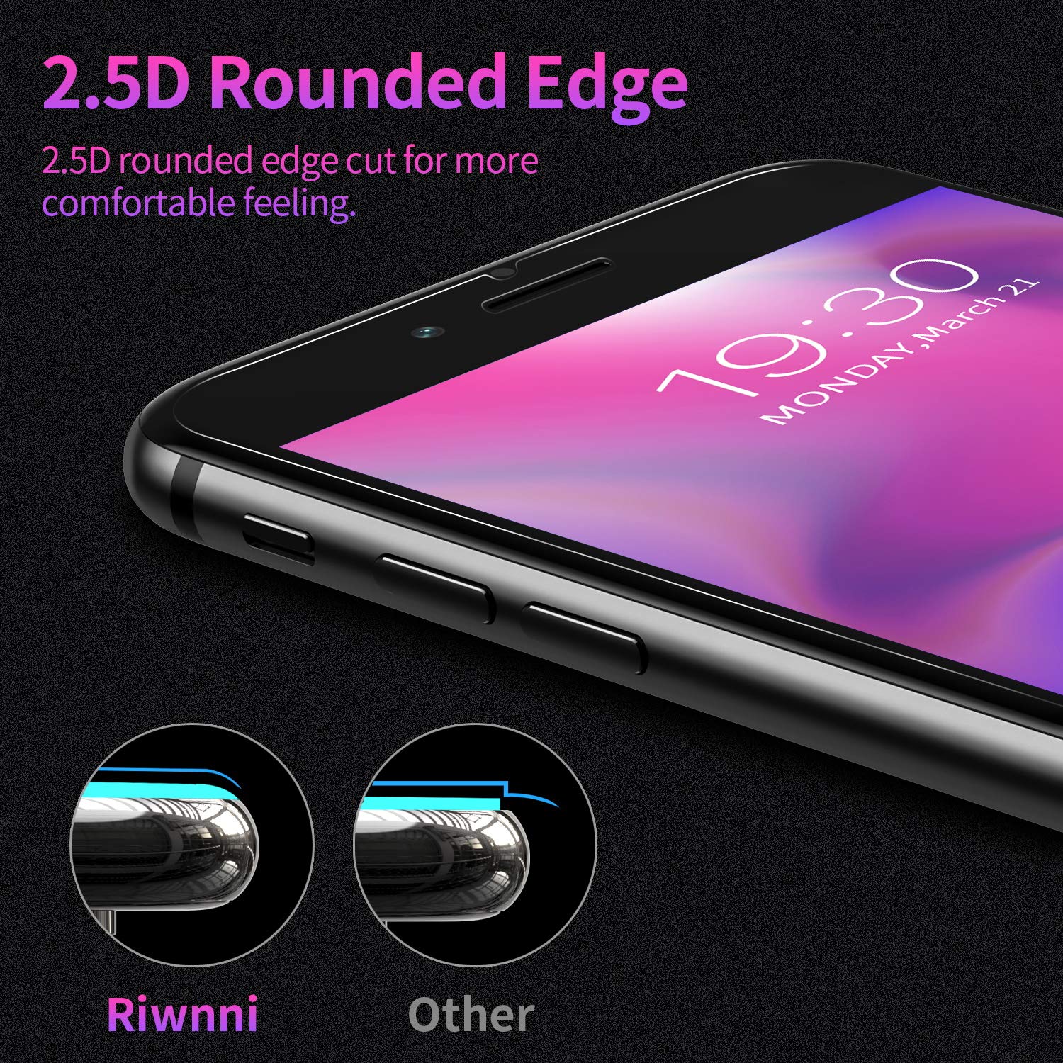 RIWNNI Screen Protector Compatible with iPhone 7/8/SE 2020 [3 Pack], HD Clear Tempered Glass Screen Protector for iPhone 7/8/SE 2020 4.7-Inch [Easy Installation Frame] [Bubble Free] [Case Friendly]