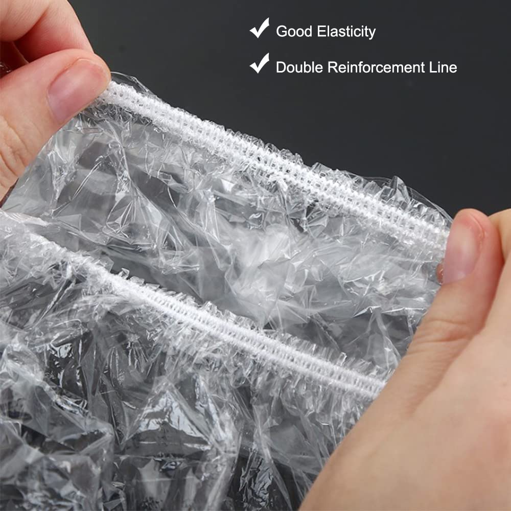 Shower Cap Disposable 100 pcs Bath Caps Thick Large Waterproof High Density Elastic Hair Caps for Women Men, Travel Spa, Hotel, Hair Solon, Home Use, Clear