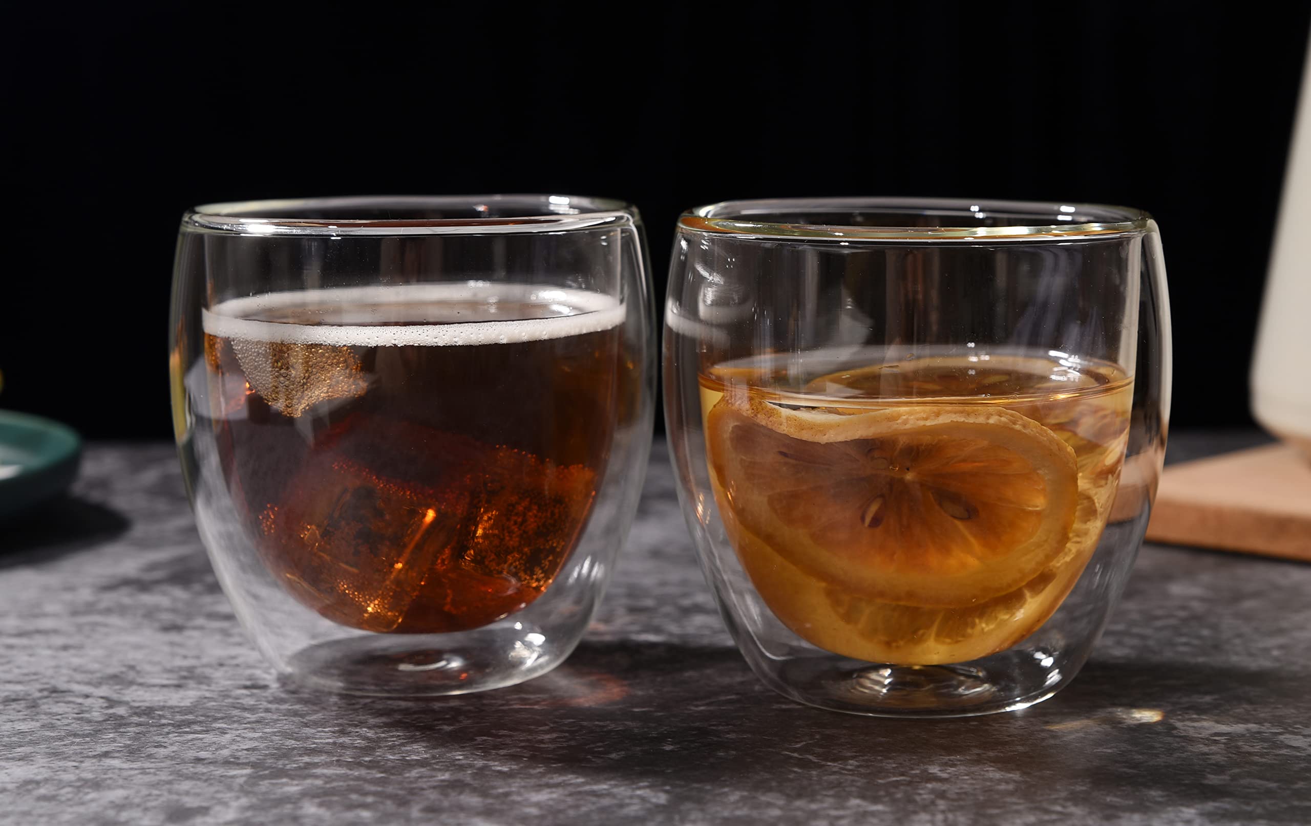 SAPHALTON Double Wall Glass Coffee Mugs without Handle, 2.5 oz /8.5 oz /11.8oz Tea Cups, Clear Glass Drinkware for Espresso,Cappuccino, Latte,Hot Beverages (2.5 OZ)