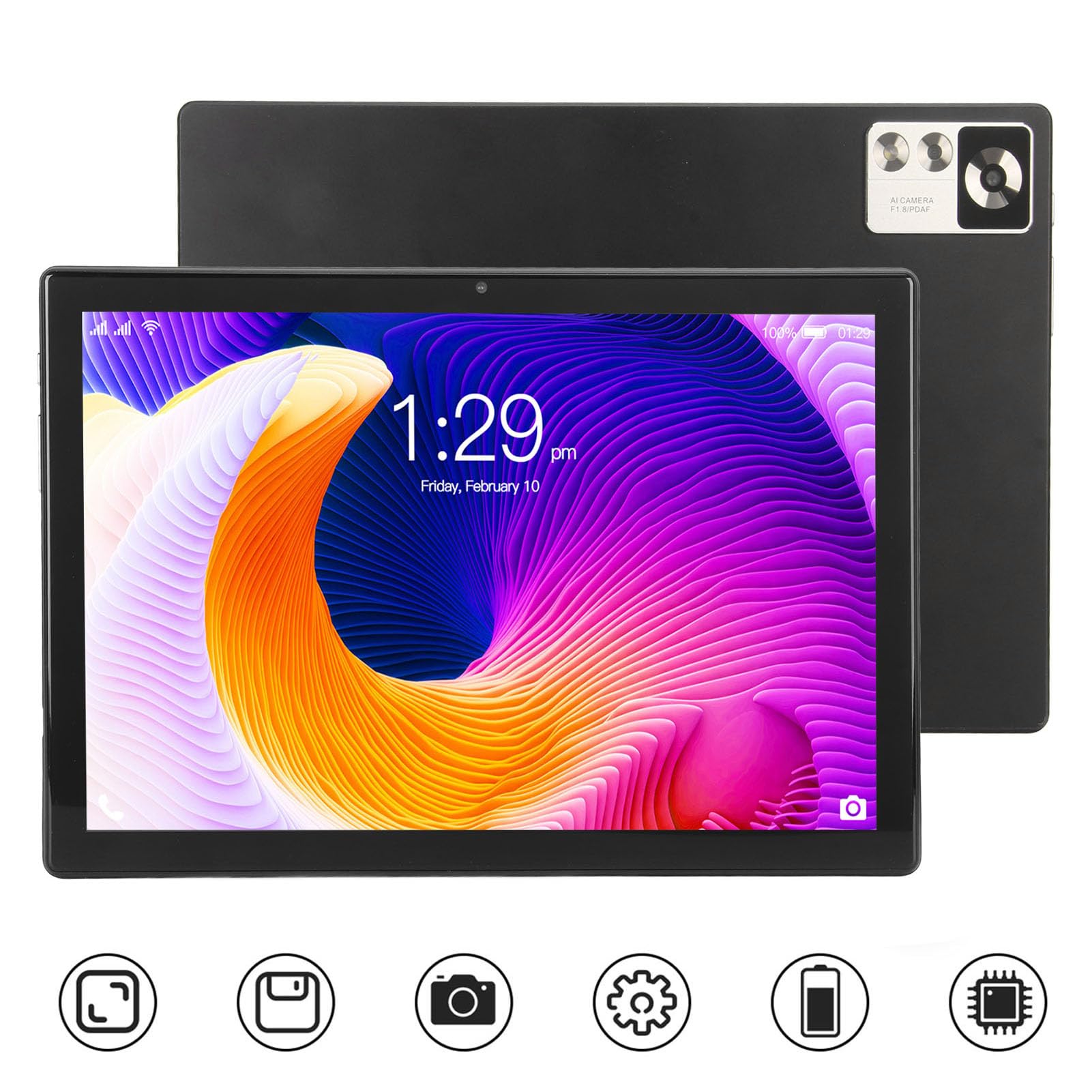 Tablet PC, Gaming Tablet Aluminium Alloy Octa Core CPU 5G WiFi 4G LTE 8GB RAM 256GB ROM for Working (US Plug)