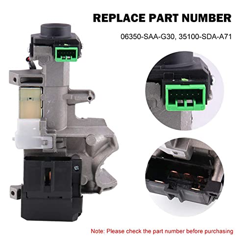 RYANSTAR Ignition Switch Lock Cylinder Assembly Compatible with Accord CRV FIT Odyssey 2005-2006 with 2 Keys 48 Chips Replace 06350-SAA-G30 35100-SDA-A71