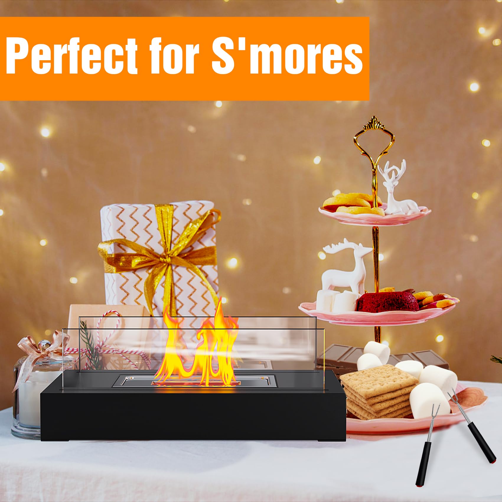 Tabletop Fire Pit Bowl Mini Table Top Fireplace Patio Home Decor Smores Maker Alcohol Stove Fireplace Indoor Outdoor Firepit for Women/Men